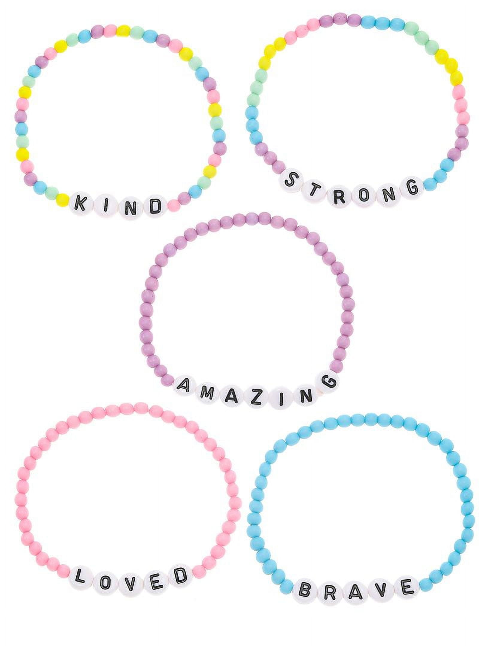 Wonder Nation Girls Positive Affirmations Beaded Stretch Bracelet Set 5 ...