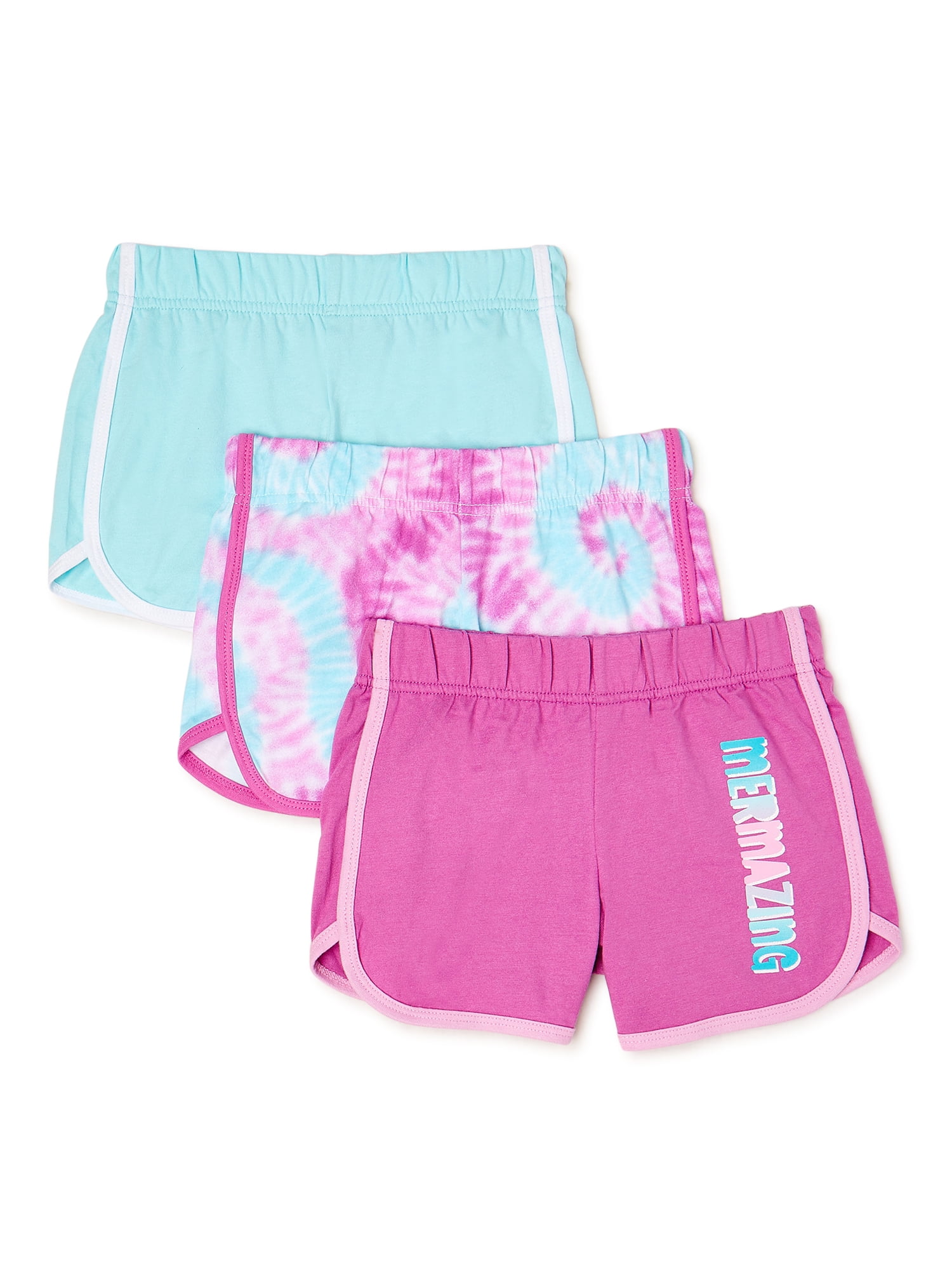 Wonder Nation Girls Printed Pull-On Shorts, 3-Pack, Sizes 4-18 & Plus ...