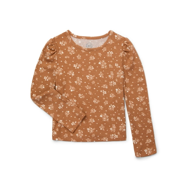 Wonder Nation Girls Long Sleeve Puff Top, Sizes 4-18 & Plus - Walmart.com