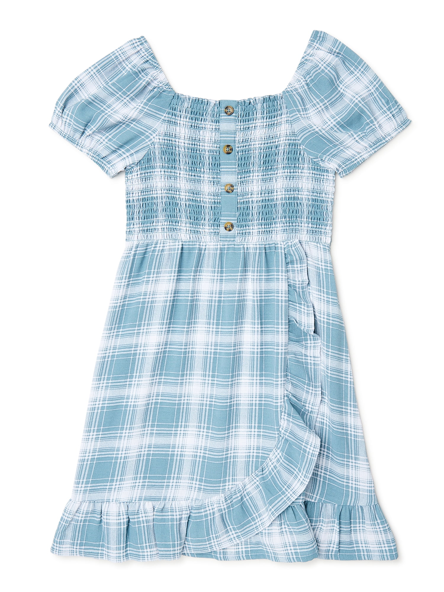 Wonder Nation Girls Puff Sleeve Dress, Sizes 4-18 & Plus - Walmart.com