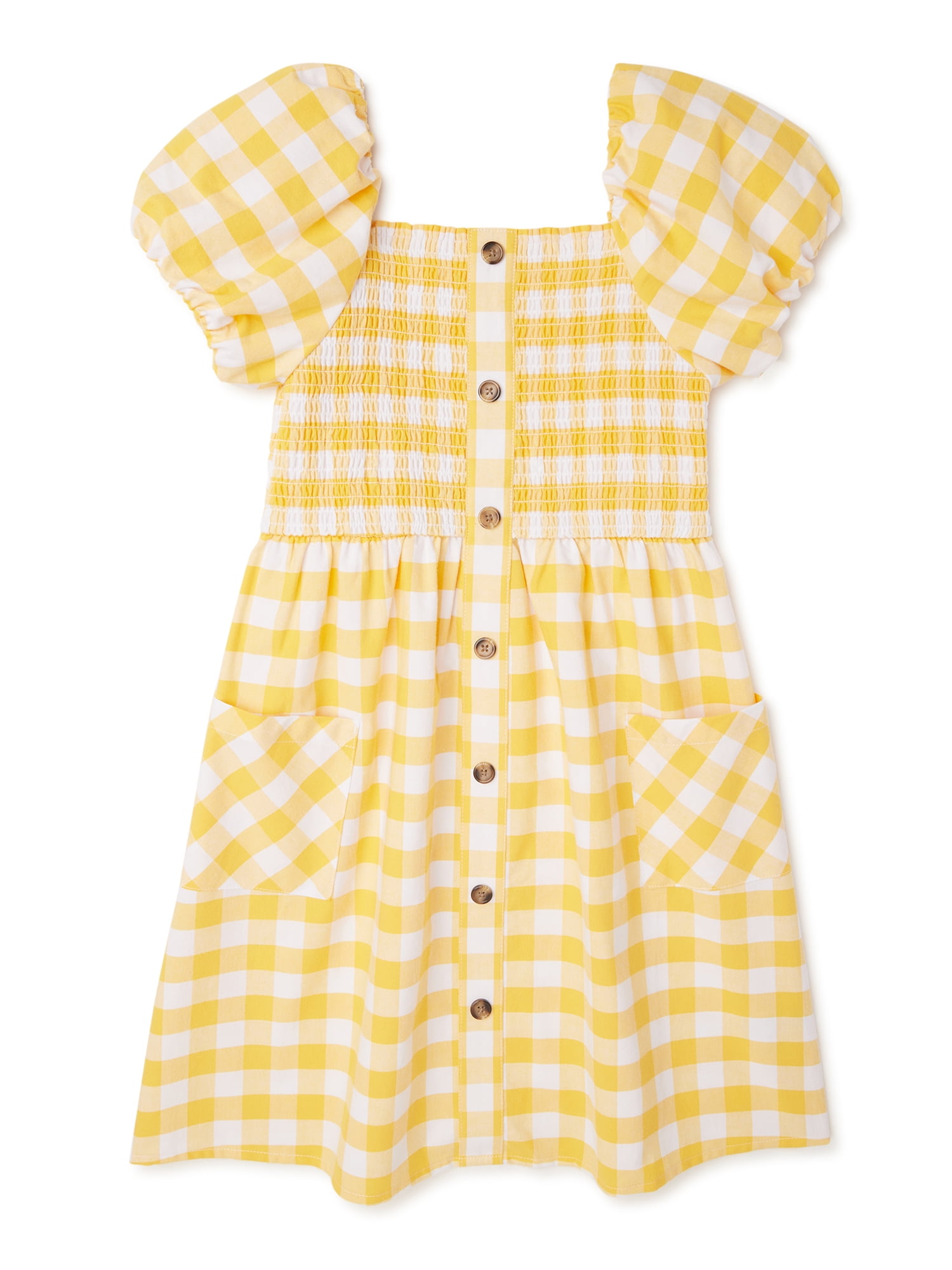 Wonder Nation Girls’ Puff Sleeve Dress Sizes 4-18 & Plus - Walmart.com