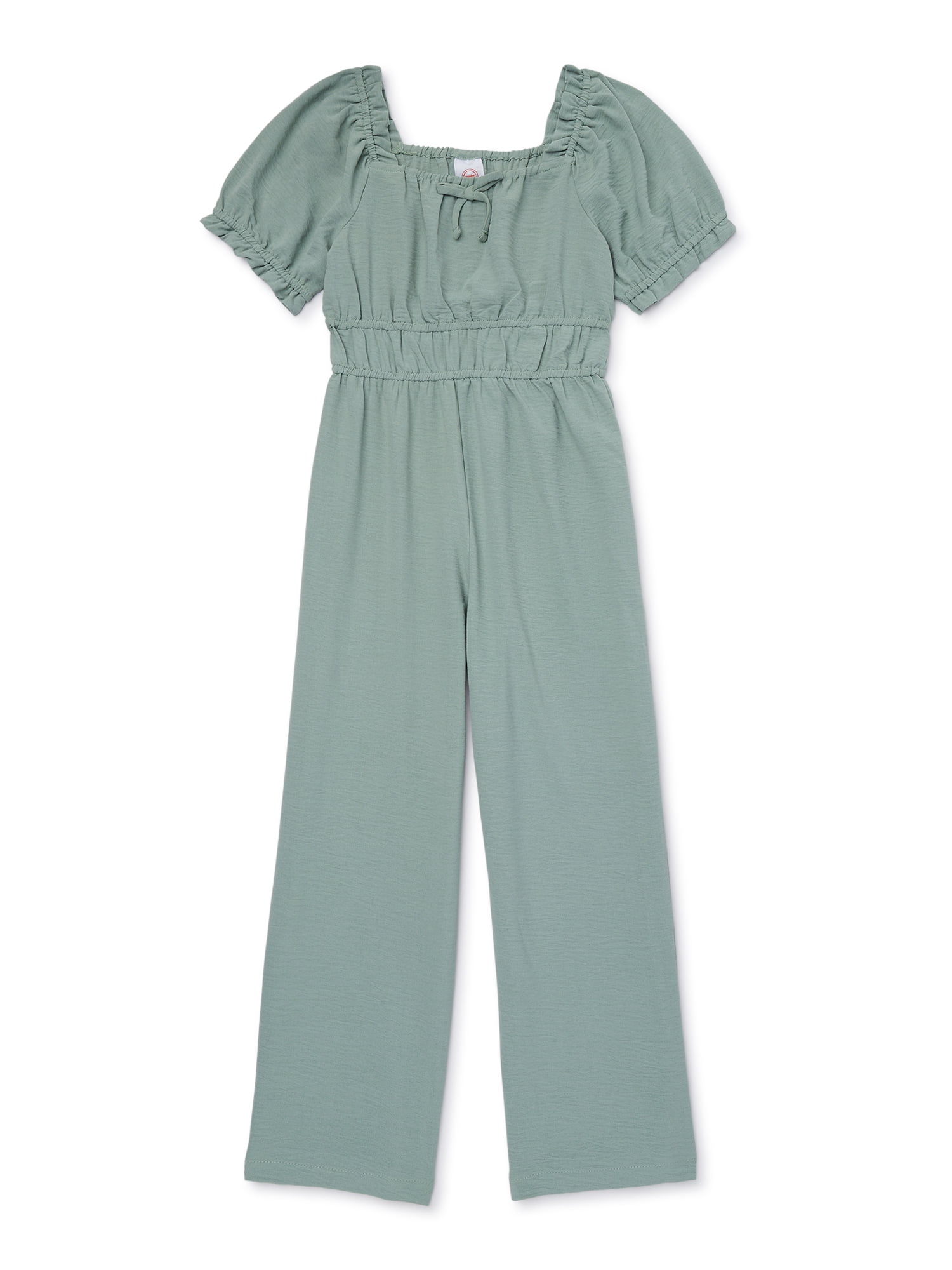 Wonder Nation Girls Puff Sleeve Jumpsuit - Walmart.com