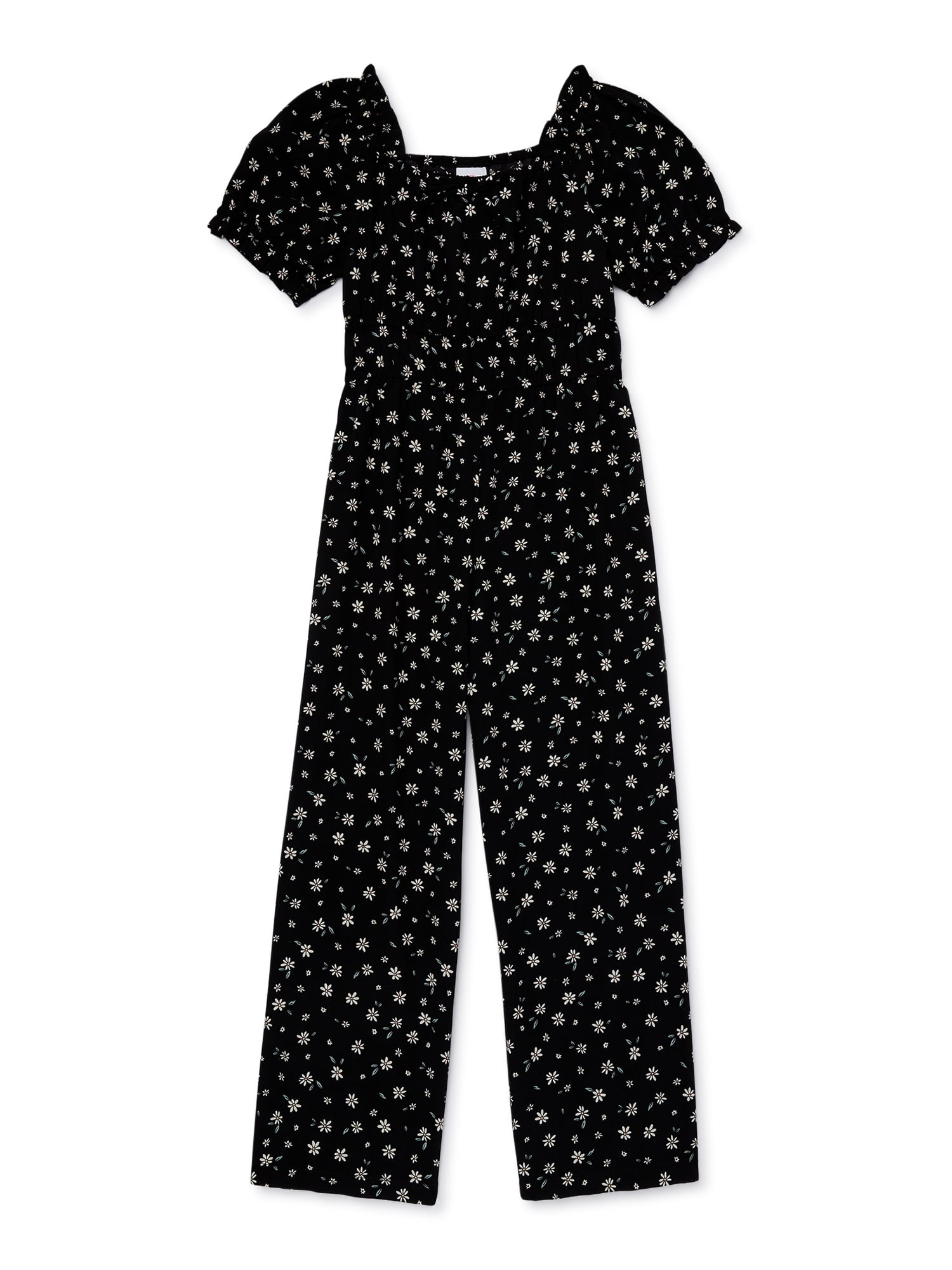Wonder Nation Girls Puff Sleeve Jumpsuit, Sizes 4-18 & Plus - Walmart.com