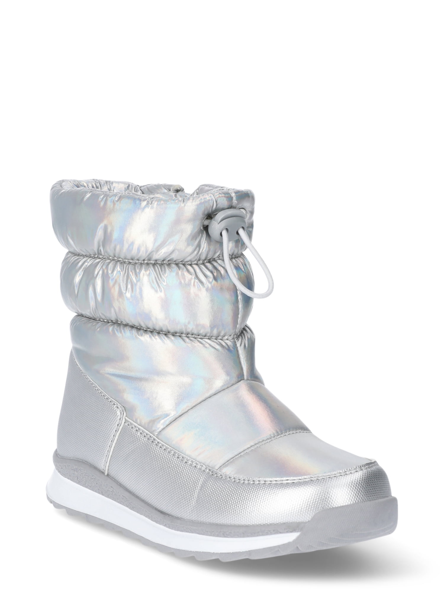 Wonder Nation Girls Iridescent Nylon Winter Sneaker Boot with Fleece ...