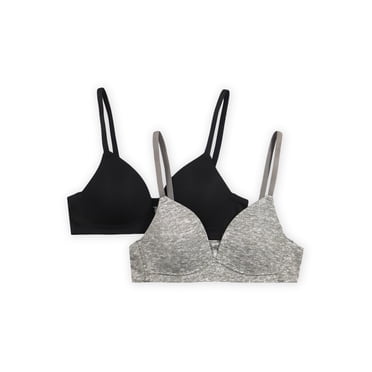 Wonder Nation Girls Bra, 2 Pack T-Shirt Seamless Molded Cup (Little ...