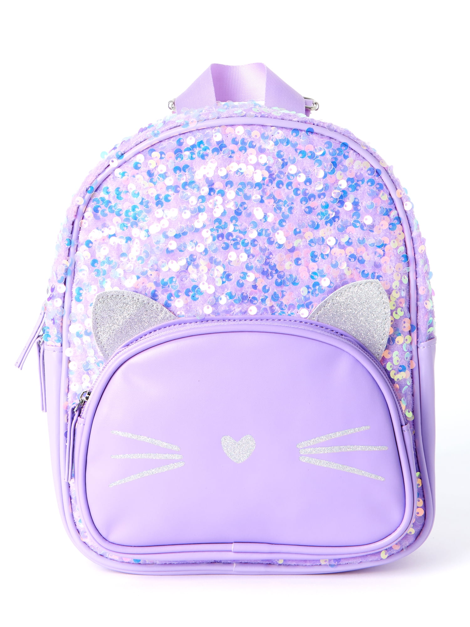 Wonder Nation Purple Sequin Cat Mini Backpack with 3D Glitter Ears for ...