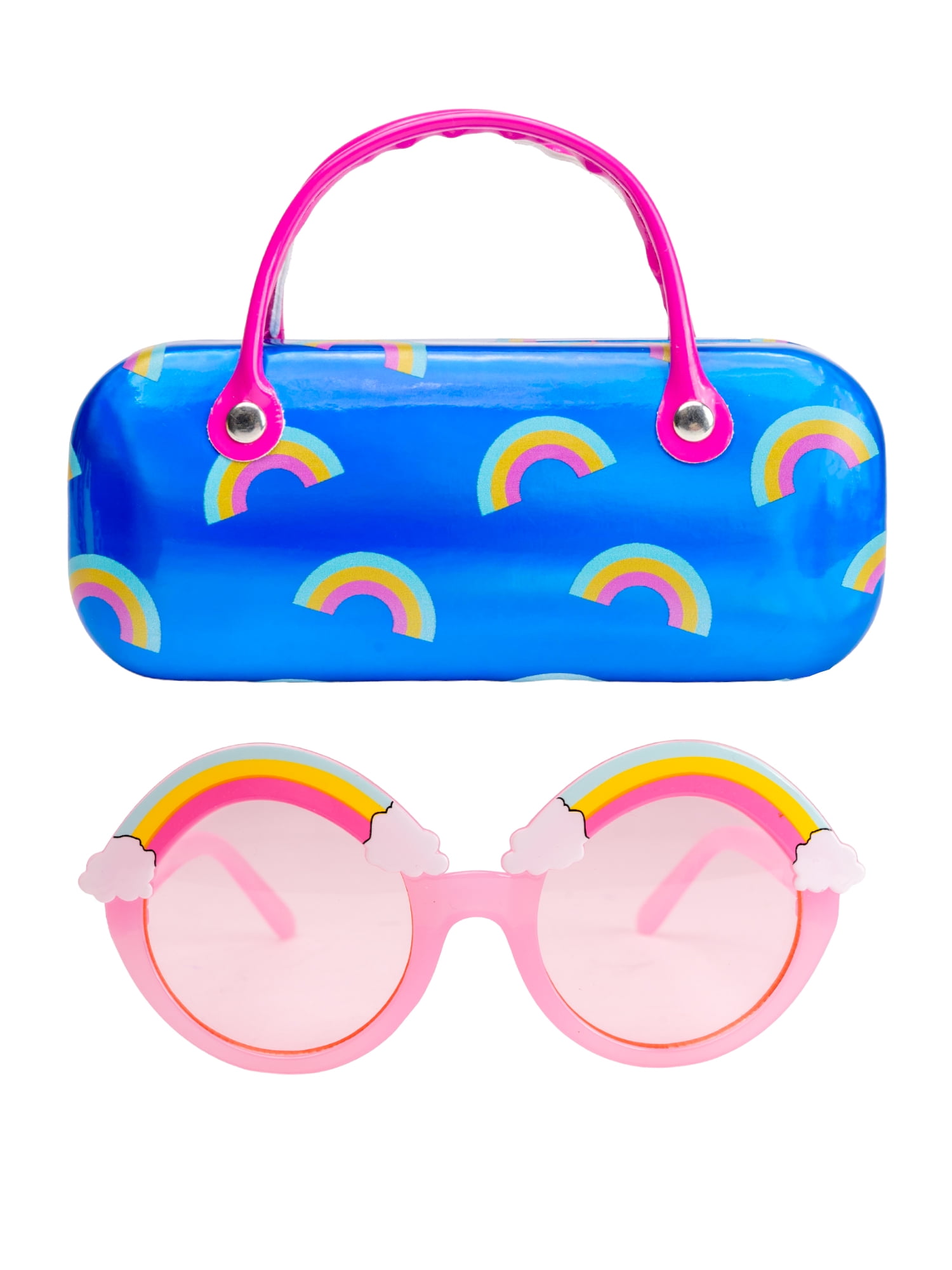 Wonder Nation Girls Rainbow Sunglasses with Case, Blue - Walmart.com