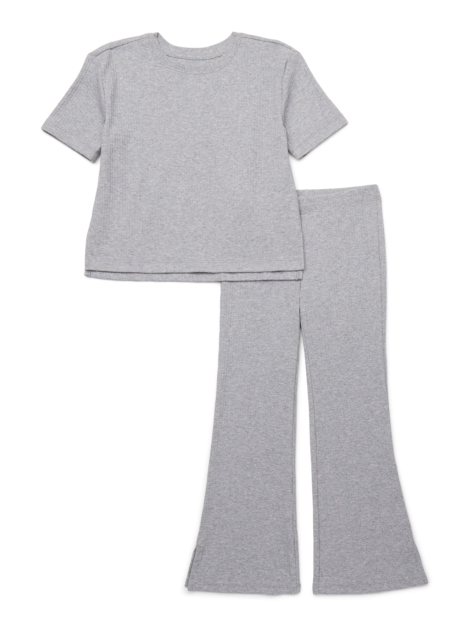 Wonder Nation Girls Rib Knit Top and Flare Leggings Set, 2-Piece, Sizes ...