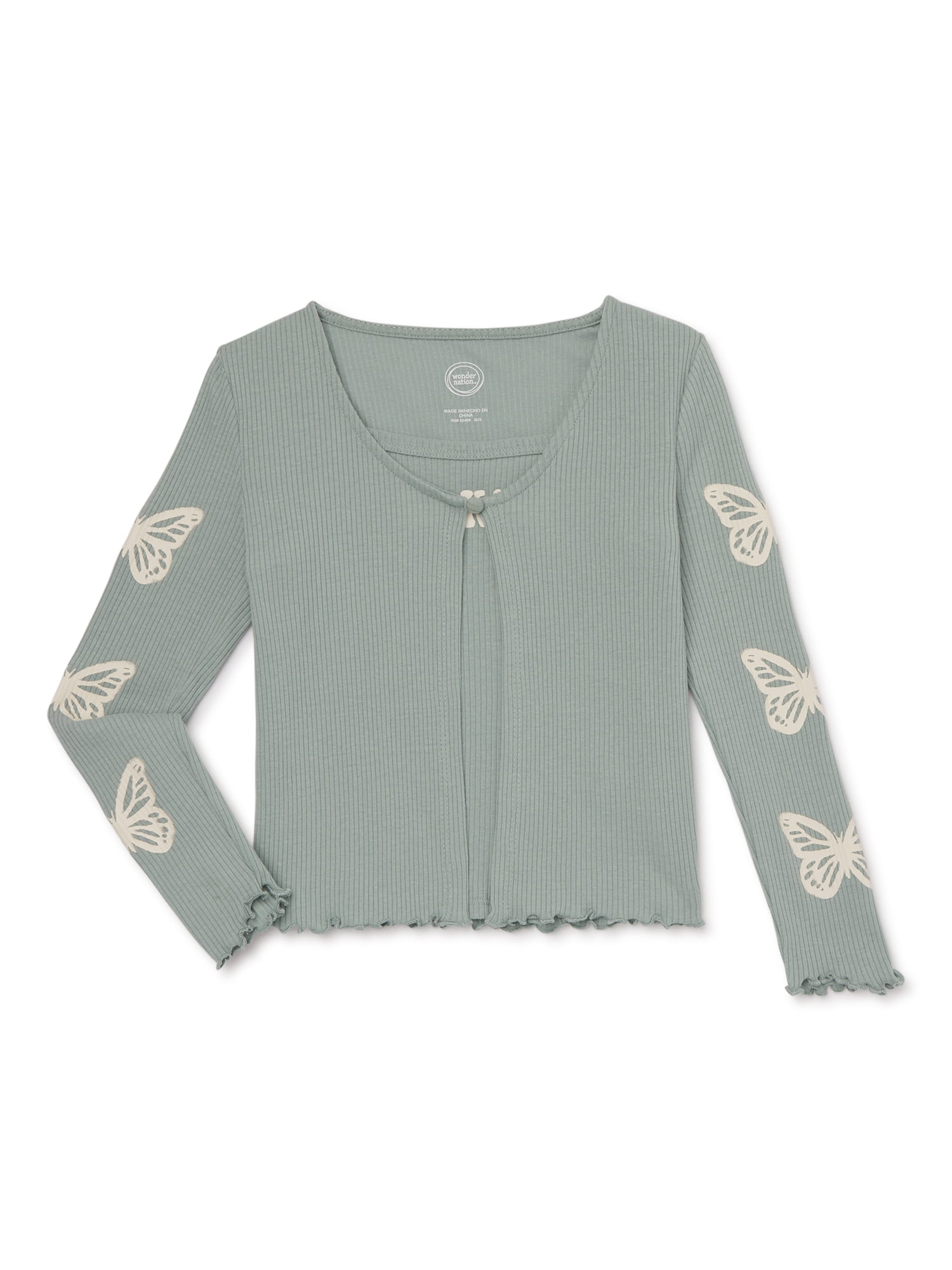 Wonder Nation Girls Ribbed Cardigan and Cami Top Set, 2-Piece, Sizes 4 ...