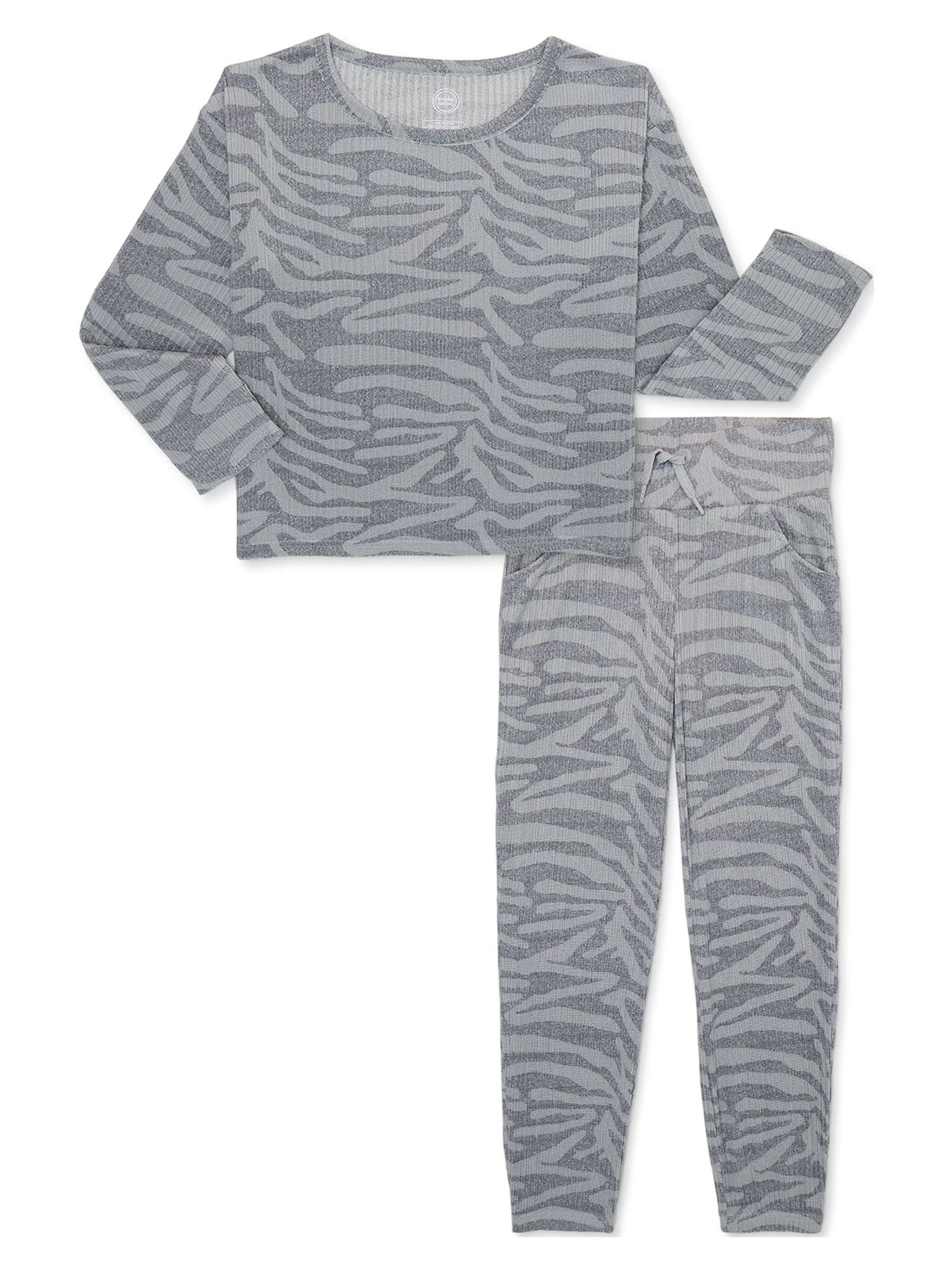 Wonder Nation Girls Ribbed Zebra Pajamas Set - Sizes 4-18 - Walmart.com