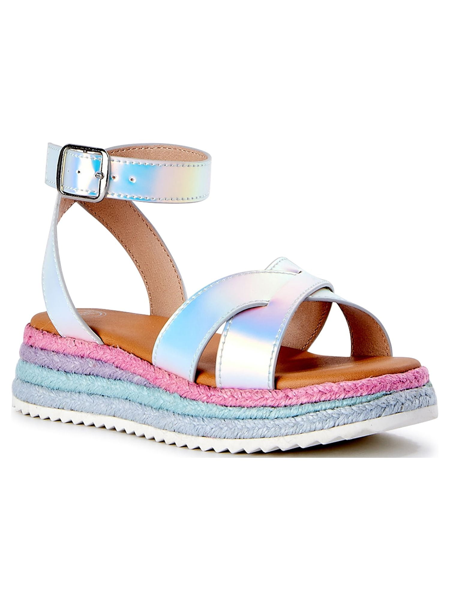 Wonder Nation Girls Rope Wrapped Wedge Sandals, Sizes 12-6 - Walmart.com