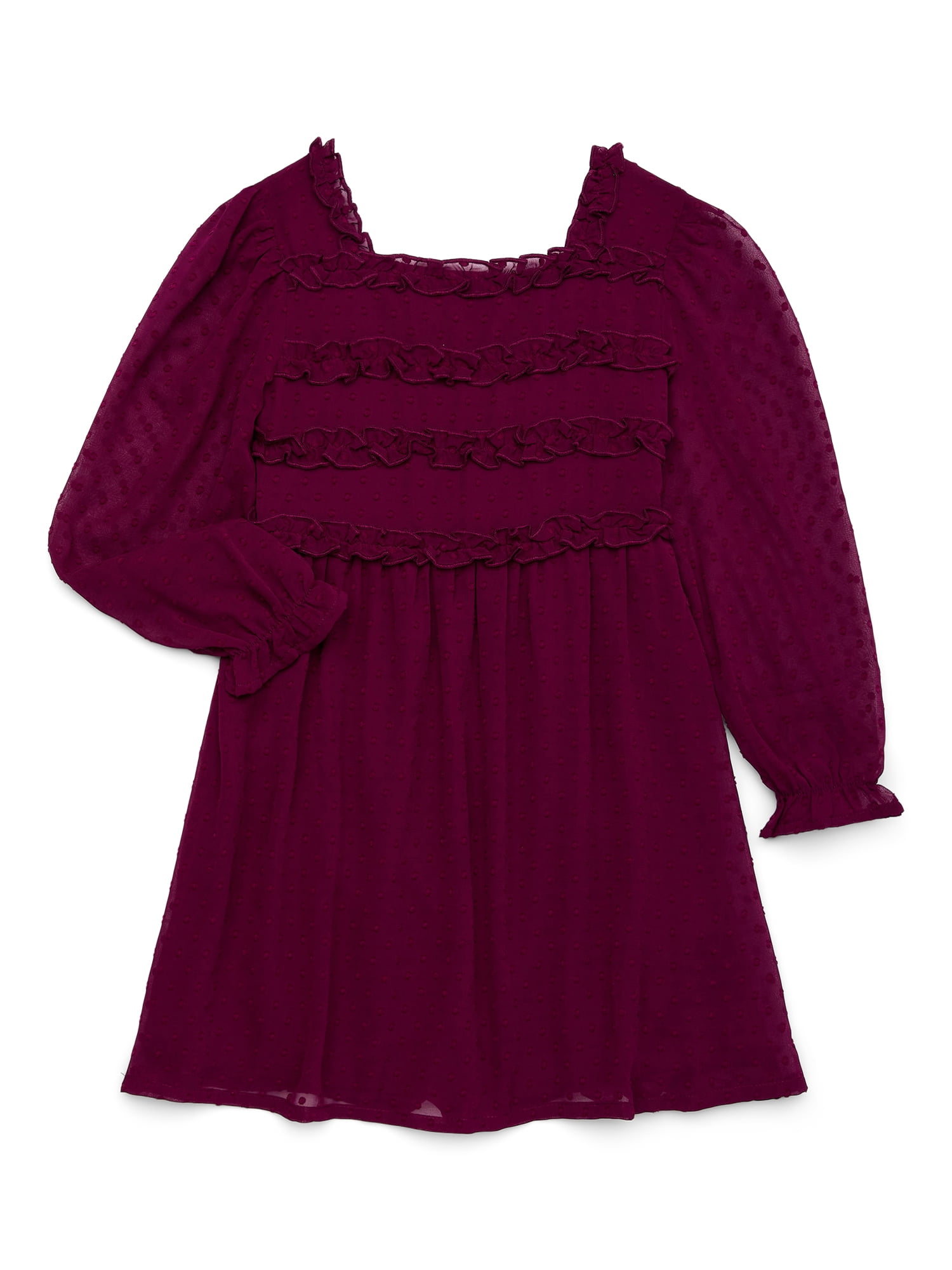 Wonder Nation Girls Ruffle Smocked Dress, Sizes 4-18 & Plus - Walmart.com