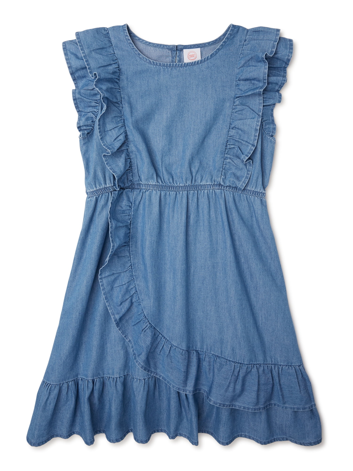 Wonder Nation Girls Ruffle Dress Sizes 4-18 Plus - Walmart.com