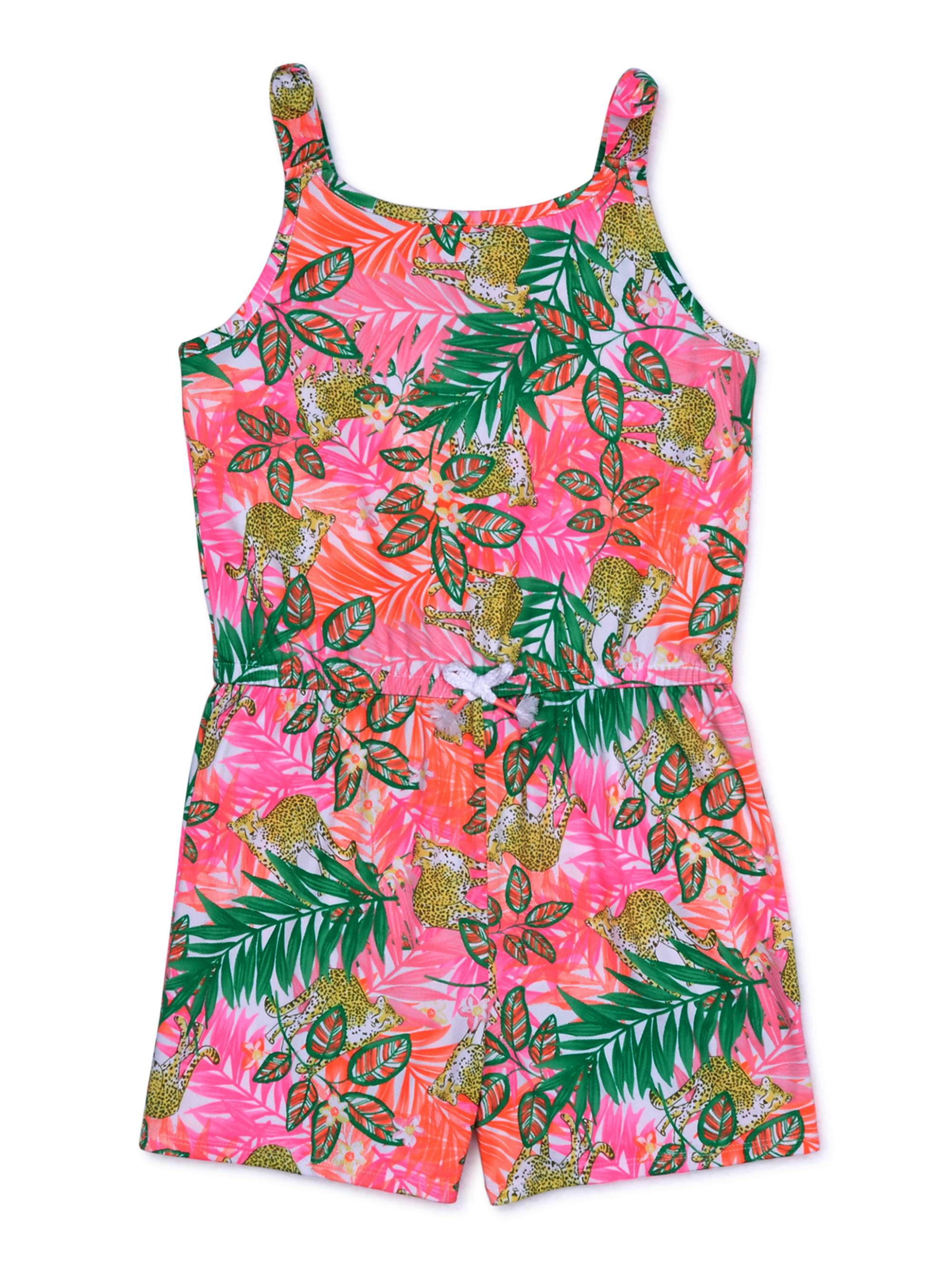 Wonder Nation Girls Ruffle Romper, Size 6-18 - Walmart.com