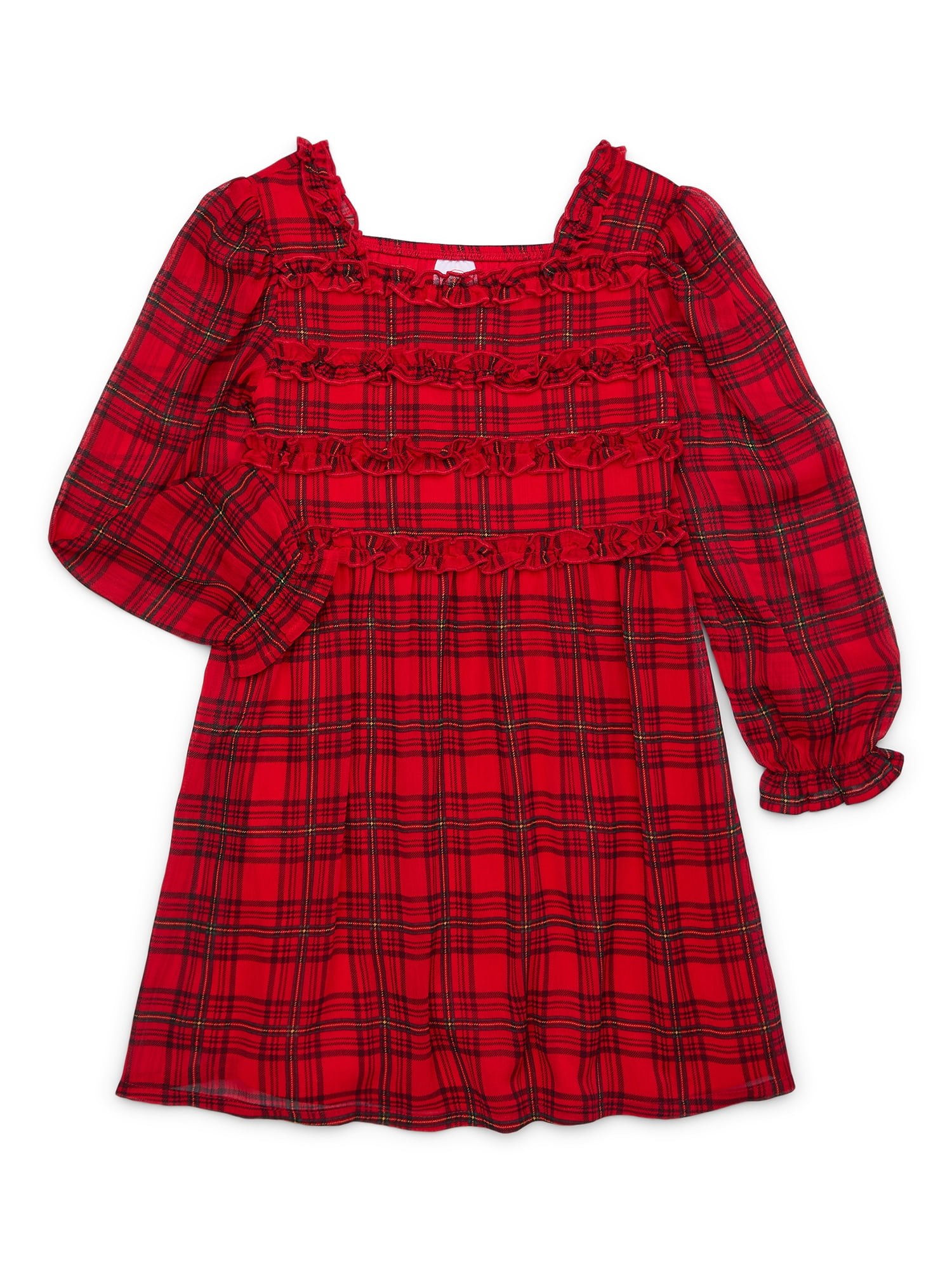 Wonder Nation Girls Ruffle Smocked Dress, Sizes 4-18 & Plus - Walmart.com