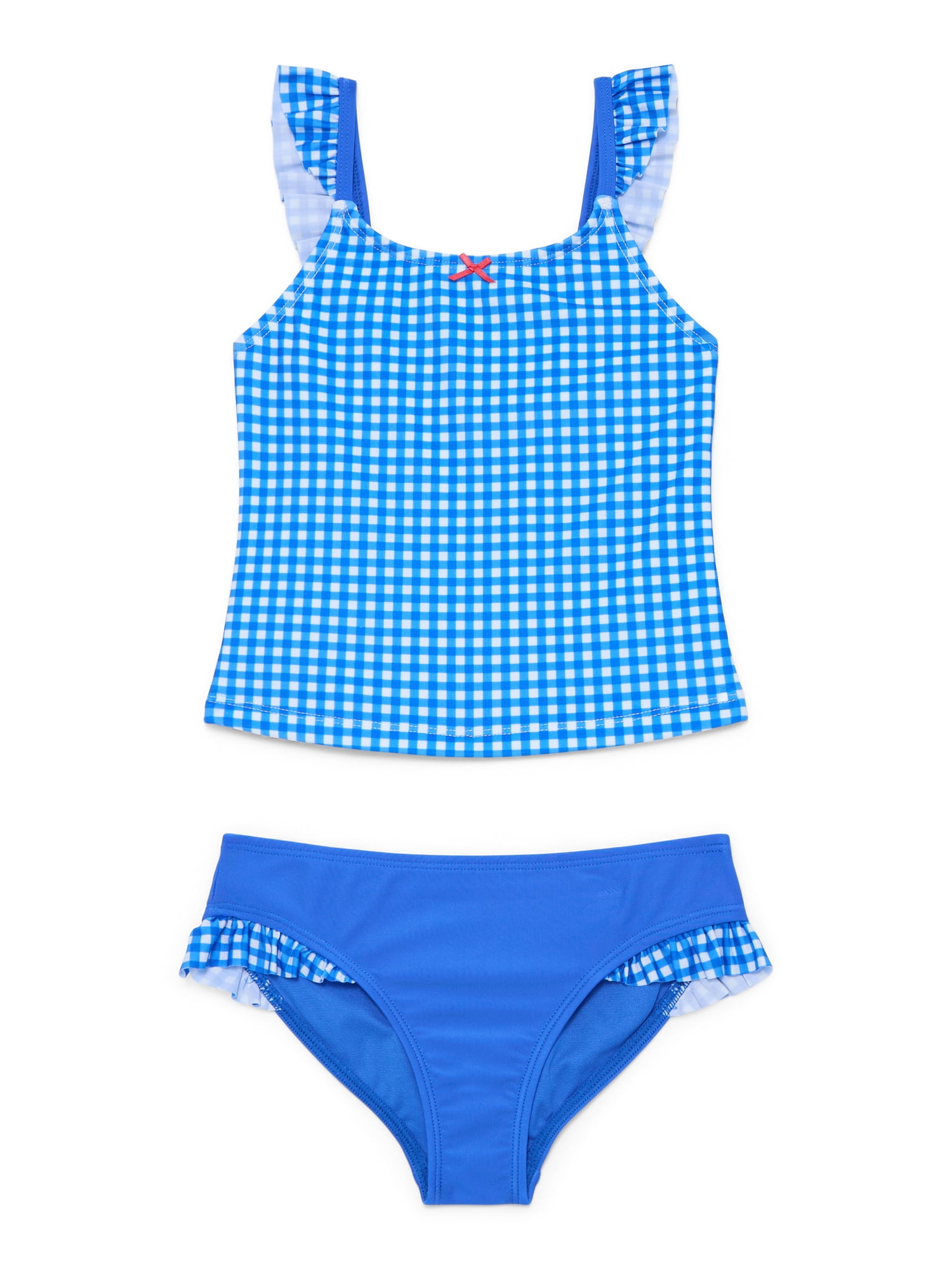 Wonder Nation Girls Ruffle Tankini Swimsuit, 2-Piece, Sizes 4-16 ...