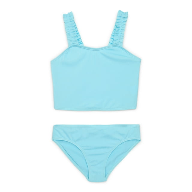 Wonder Nation Girls Ruffle Tankini Swimsuit - UPF - Walmart.com