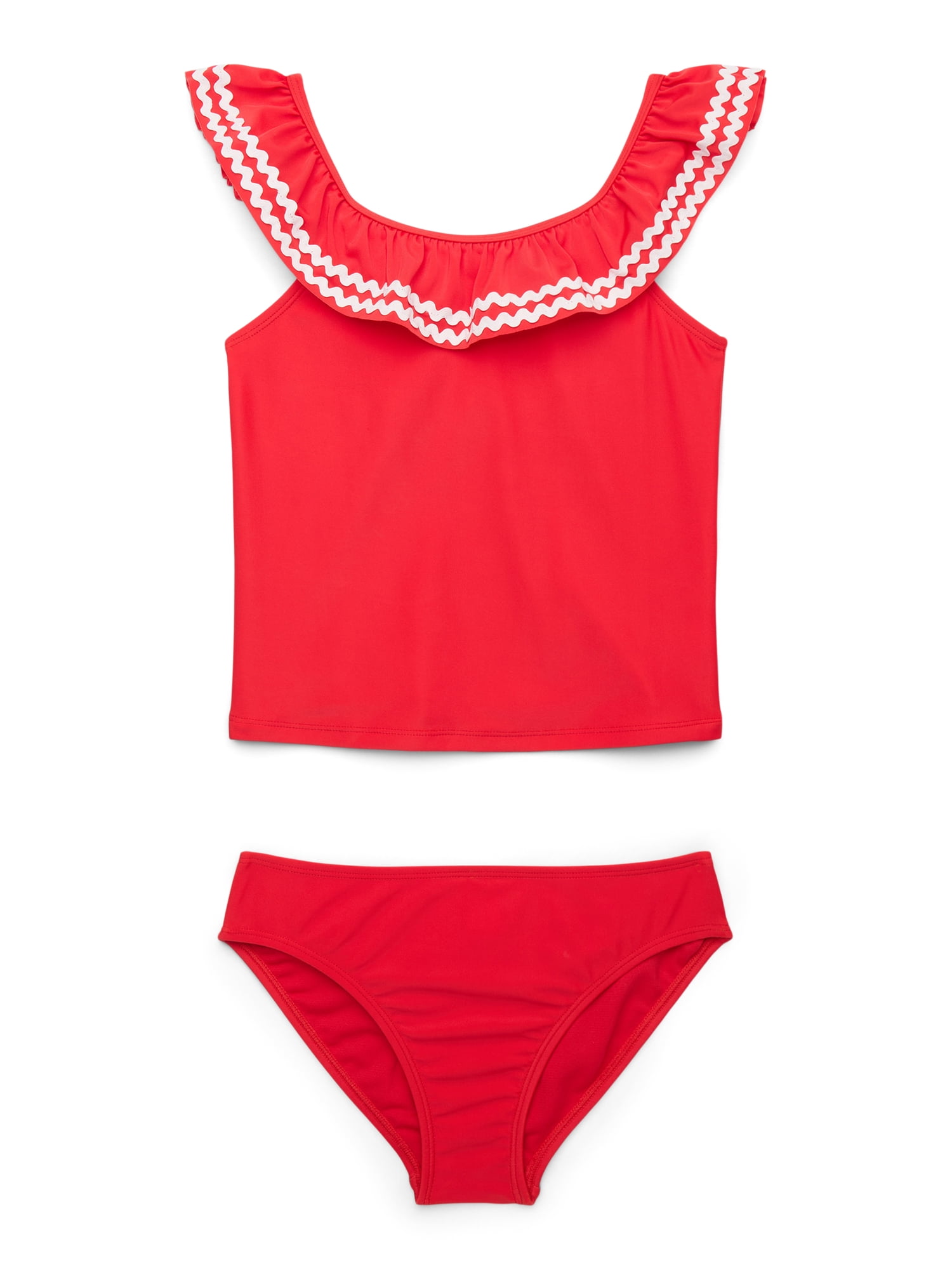 Wonder Nation Girls Ruffle Smocked Tankini Top and Bikini Bottoms Swim ...