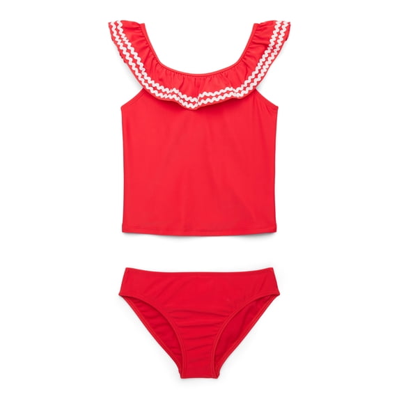 \Wonder Nation Girls Ruffle Smocked Tankini Top and Bikini Bottoms Swim ...