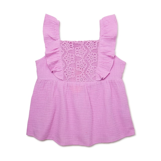 Wonder Nation Girls Ruffled Sleeveless Top, Sizes 4-18 & Plus - Walmart ...