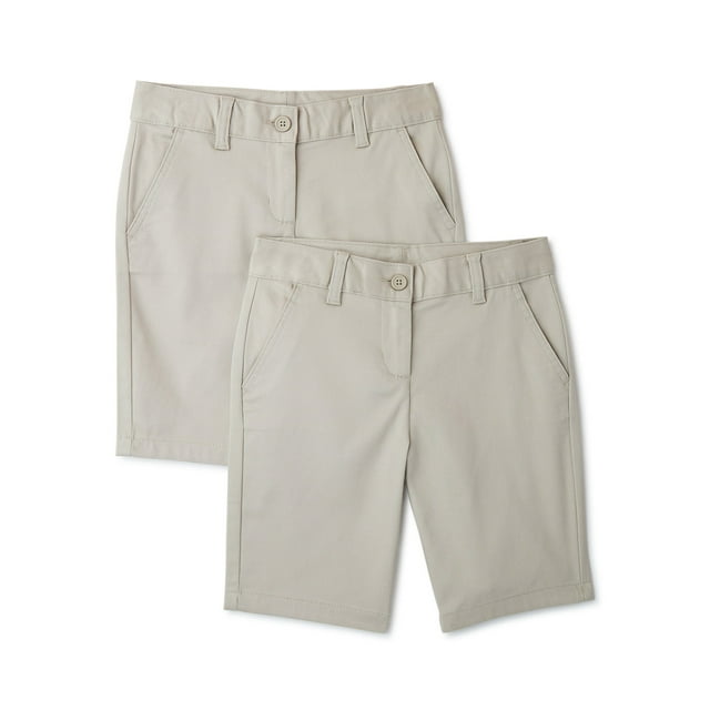 Wonder Nation Girls School Uniform Bermuda Shorts, 2-Pack, Sizes 4-16 ...