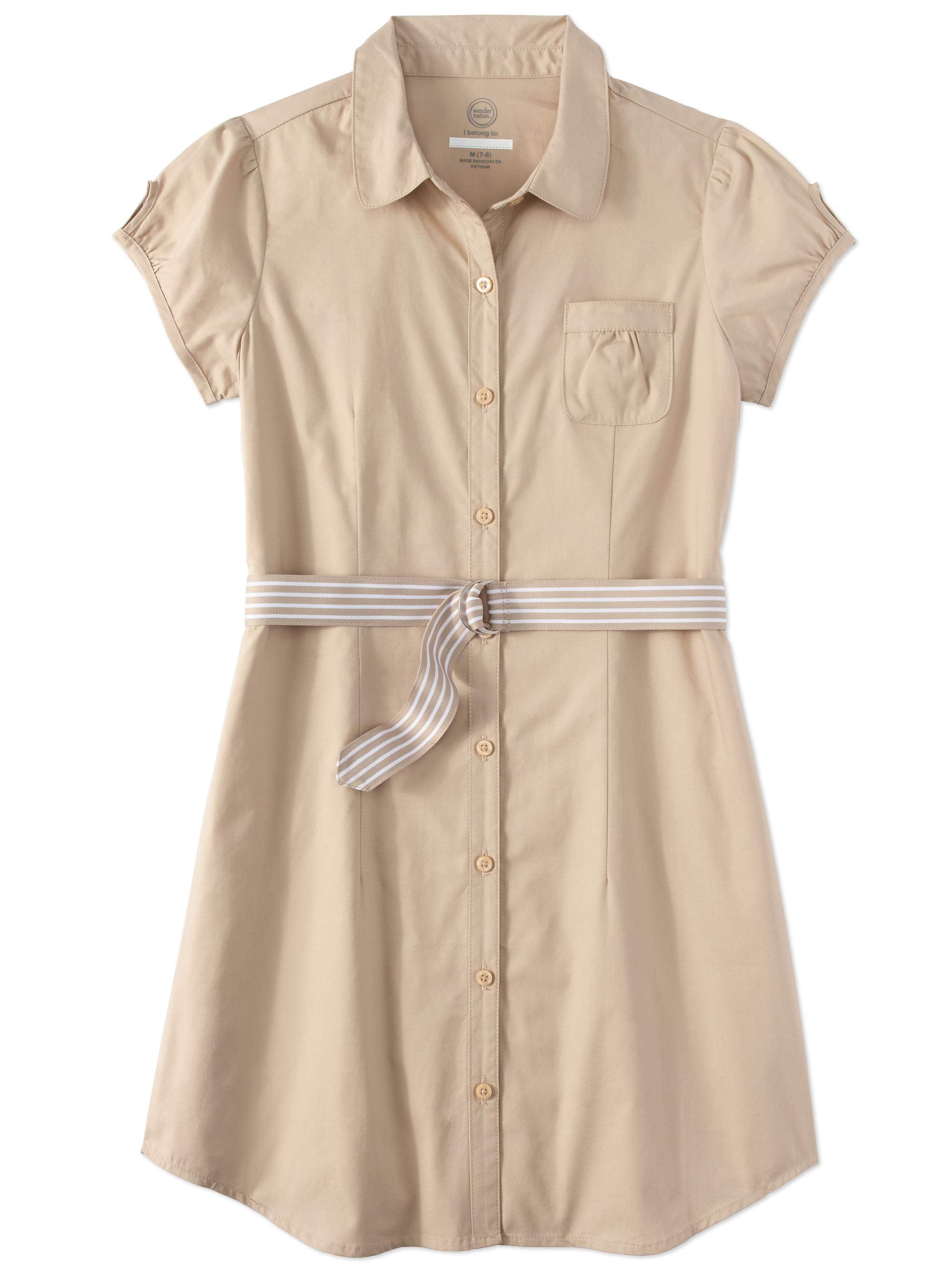 Wonder Nation Girls School Uniform Button-Up Shirt Dress, Sizes 4-16 ...