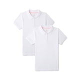 Wonder Nation Girls School Uniform Interlock Short Sleeve Polo Shirt, 2 ...
