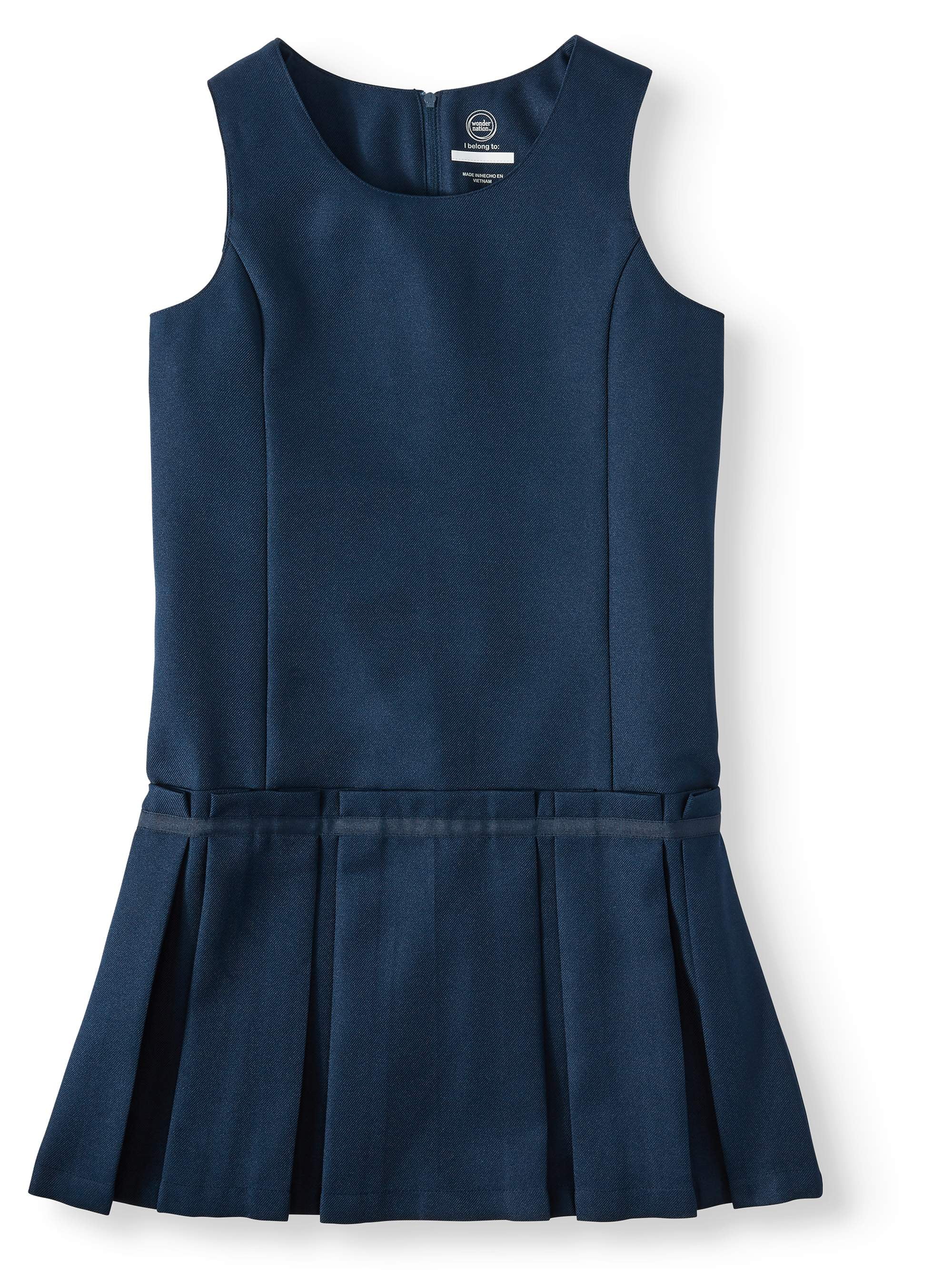 Wonder Nation Girls' School Uniform Pleated Jumper Dress, Sizes 4-16 ...