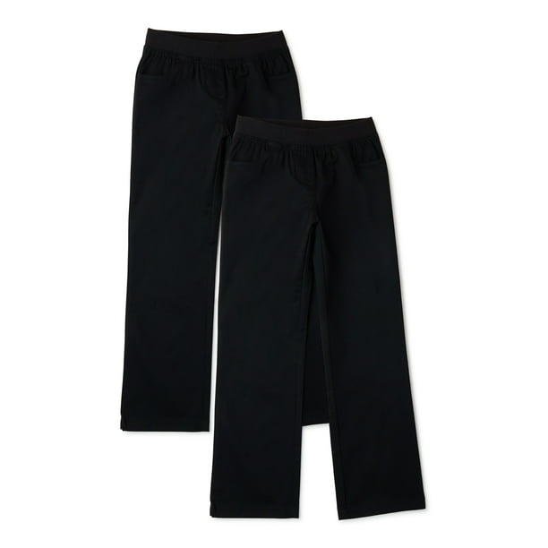 Wonder Nation Girls School Uniform Pull On Pants, 2-Pack, Sizes 4-16 ...