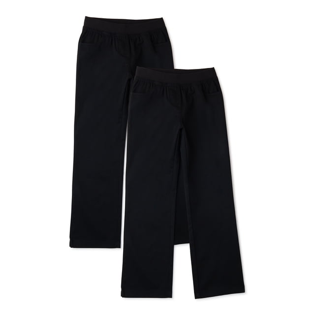 Wonder Nation Girls School Uniform Pull On Pants, 2-Pack, Sizes 4-16 ...