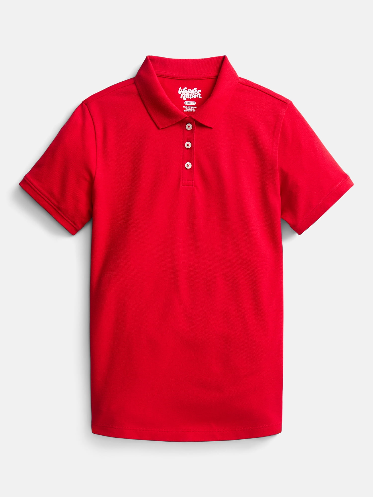 Wonder Nation Girls School Uniform Pique Polo Shirt with Short Sleeves ...