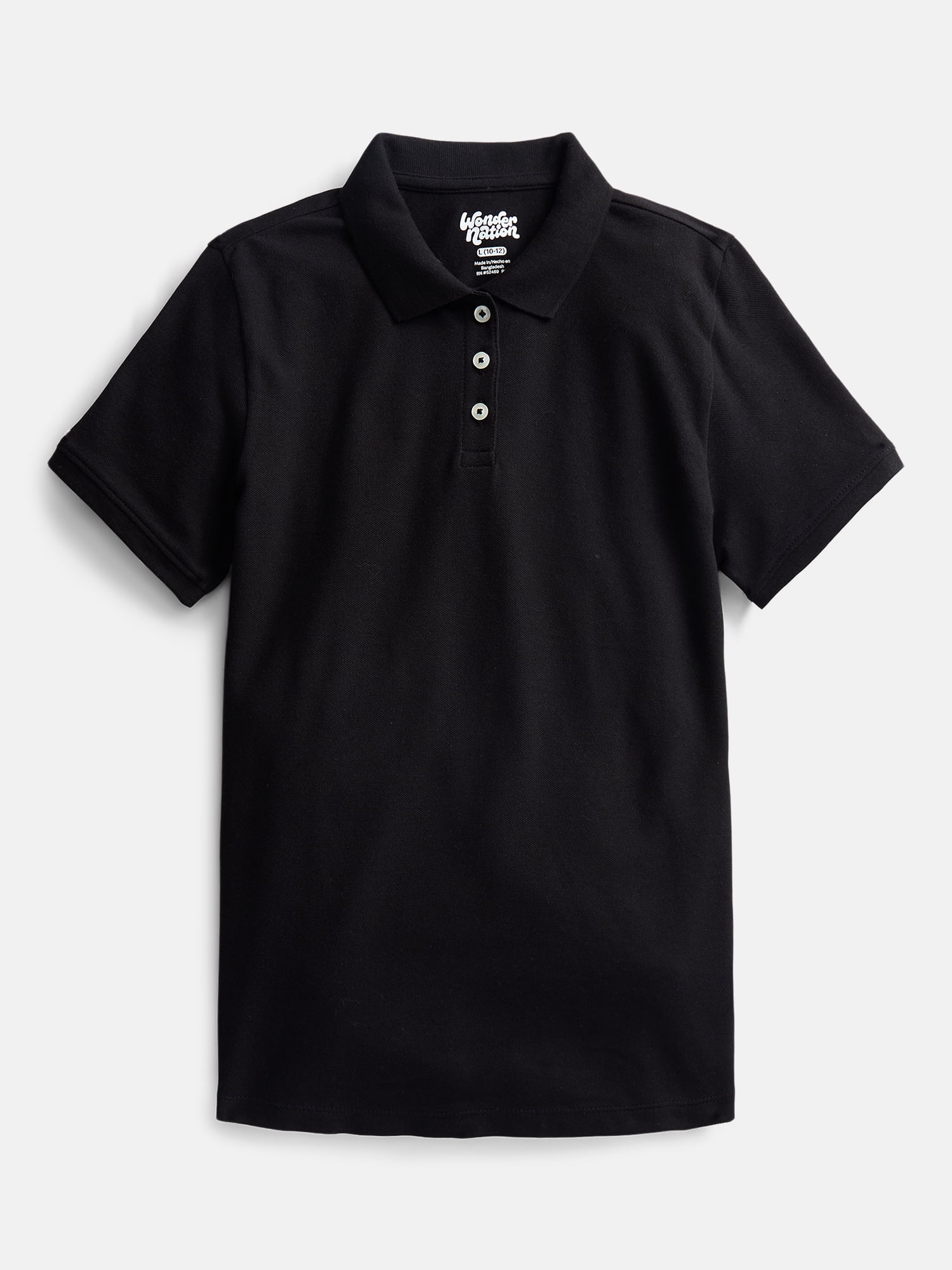 Wonder Nation Girls School Uniform Pique Polo Shirt with Short Sleeves ...