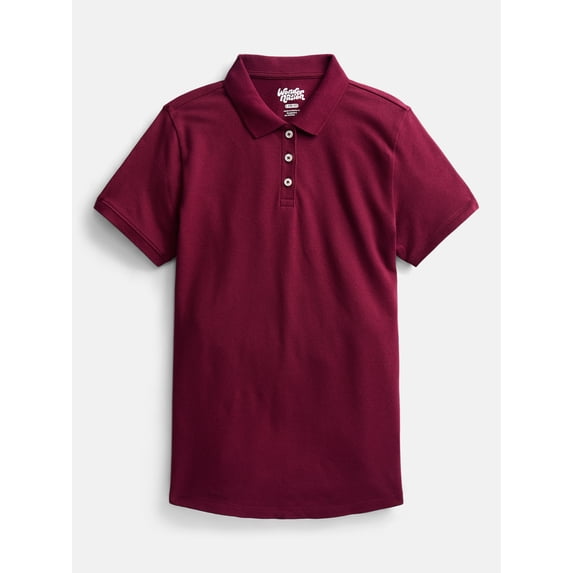 Wonder Nation Girls School Uniform Pique Polo Shirt with Short Sleeves ...