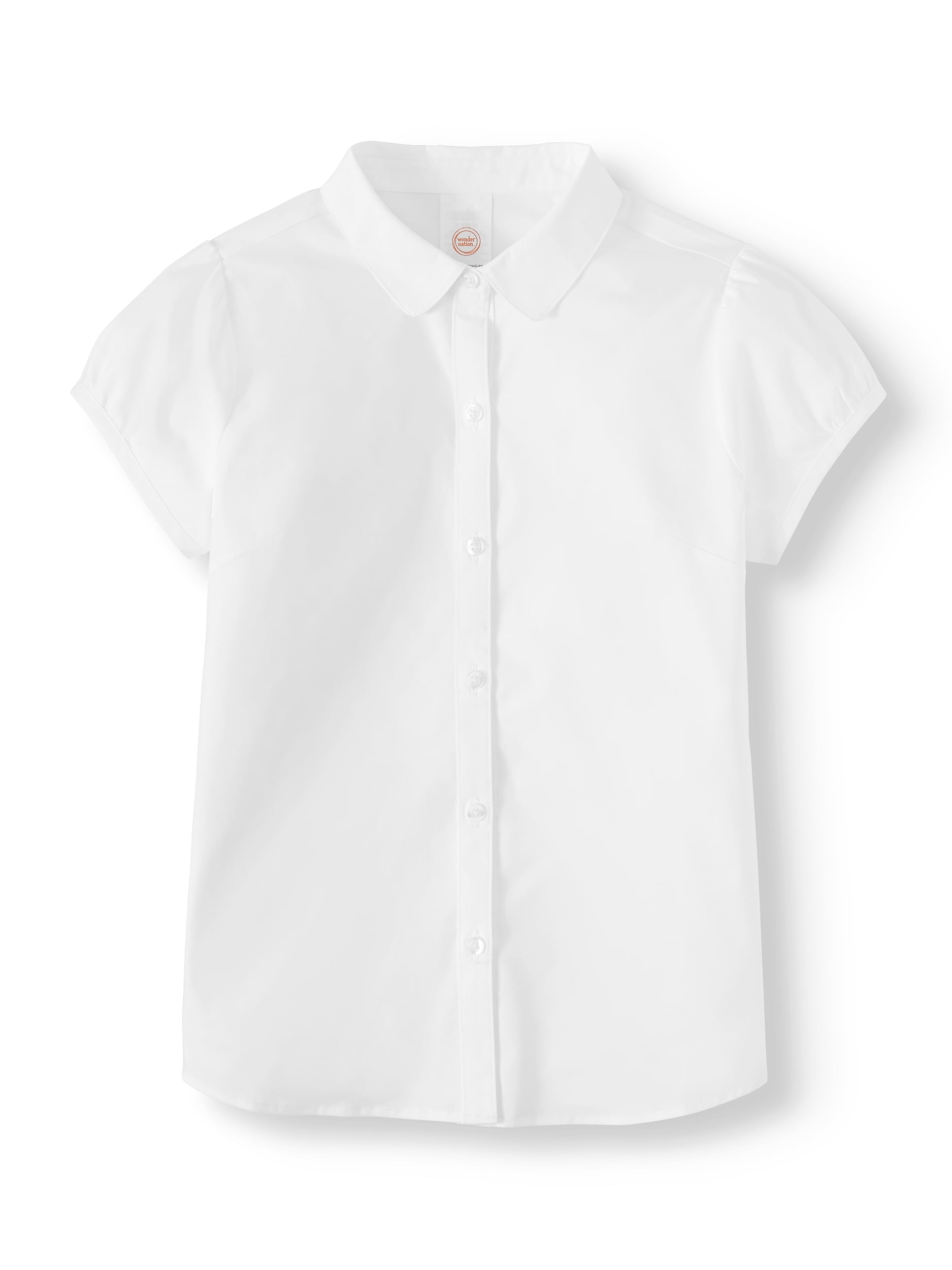 Wonder Nation Girls School Uniform Short Sleeve Stretch Poplin Button ...