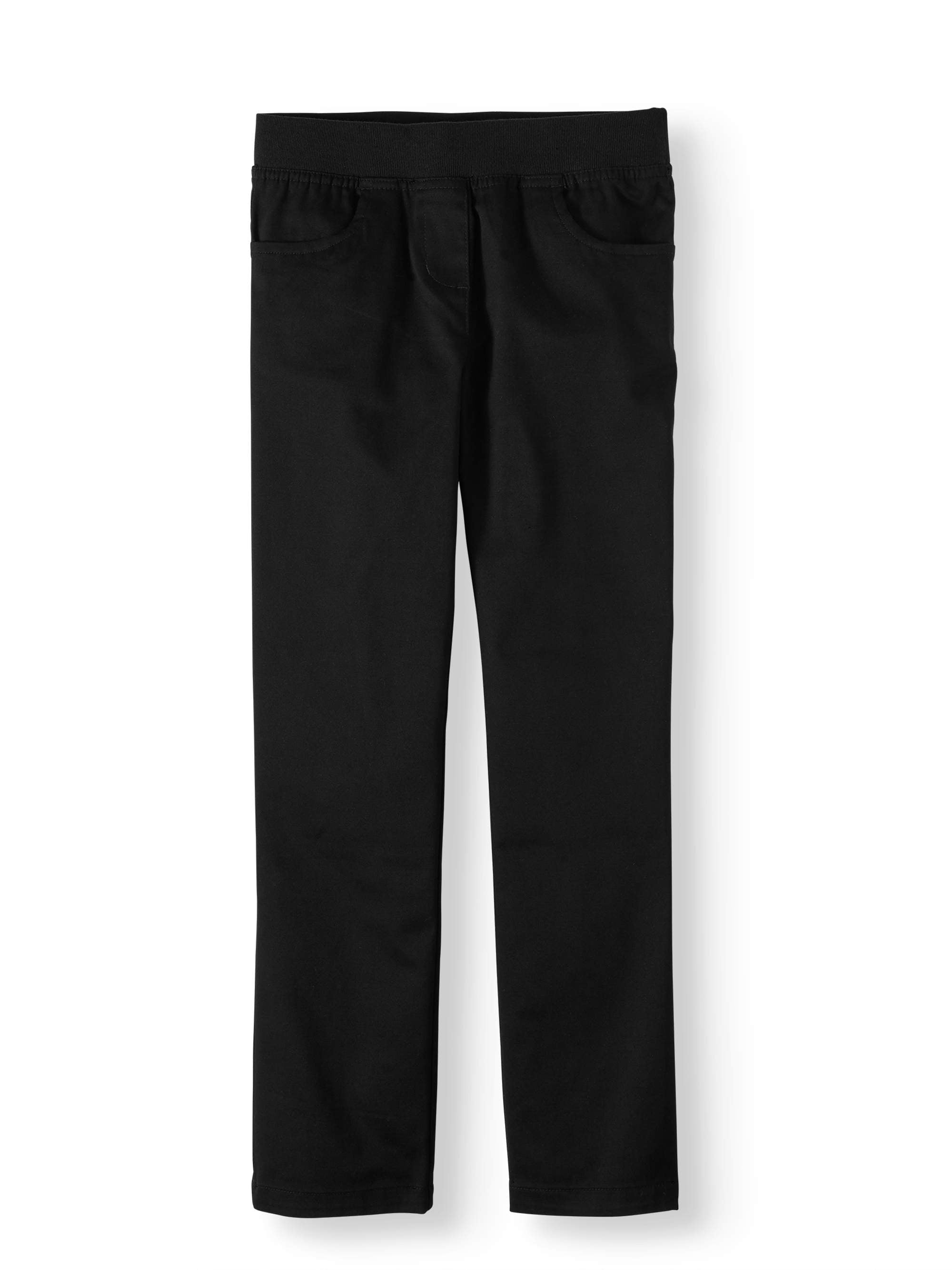 Wonder Nation Girls School Uniform Stretch Twill Pull-On Pants, Sizes 4 ...
