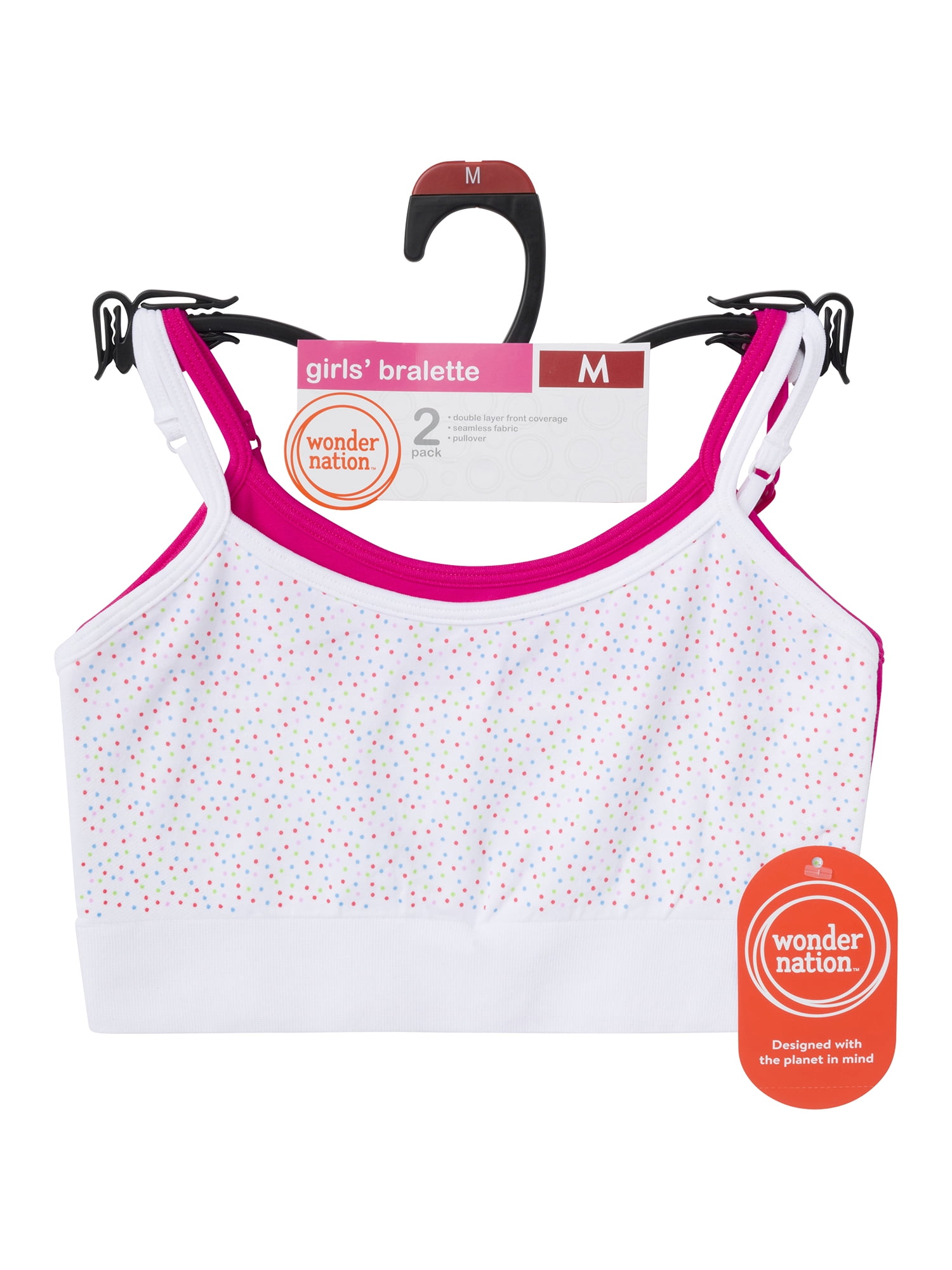 Wonder Nation Girls Seamless Recycled Brami Bra 2-Pack XS-2XL Soft ...