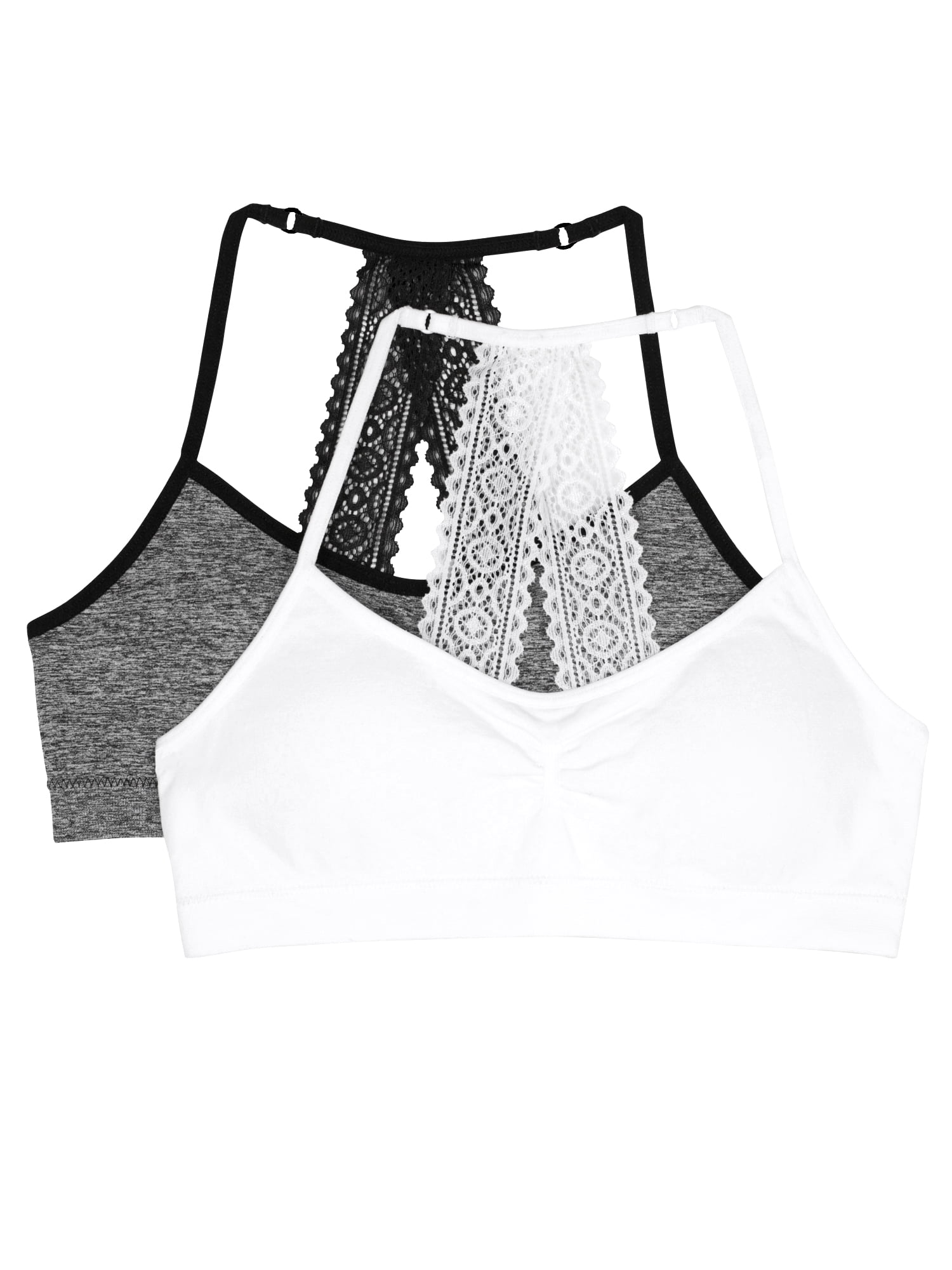 Wonder Nation Girls Seamless Lace Bralette 2 Pack, Sizes 30-38 ...