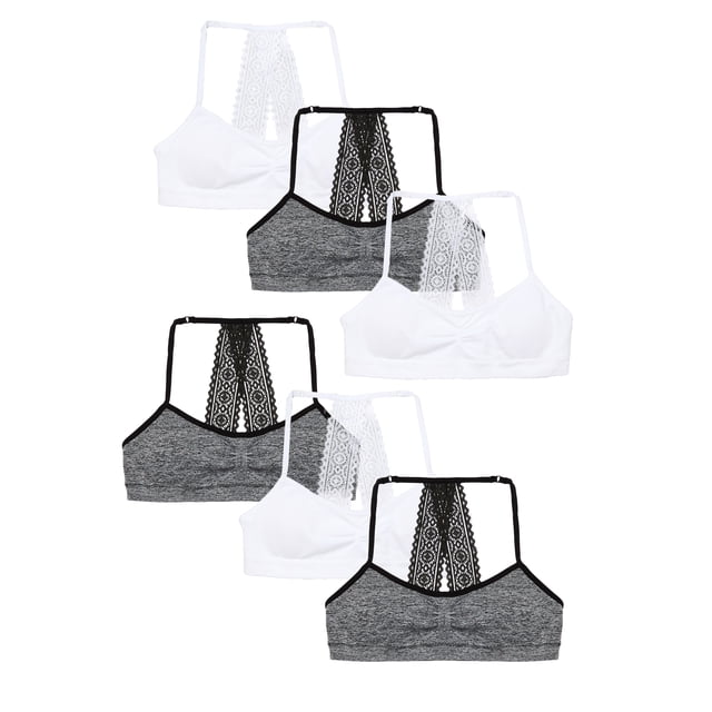 Wonder Nation Girls Seamless Lace Bralette Bra, 6-Pack, Sizes S-XXL ...