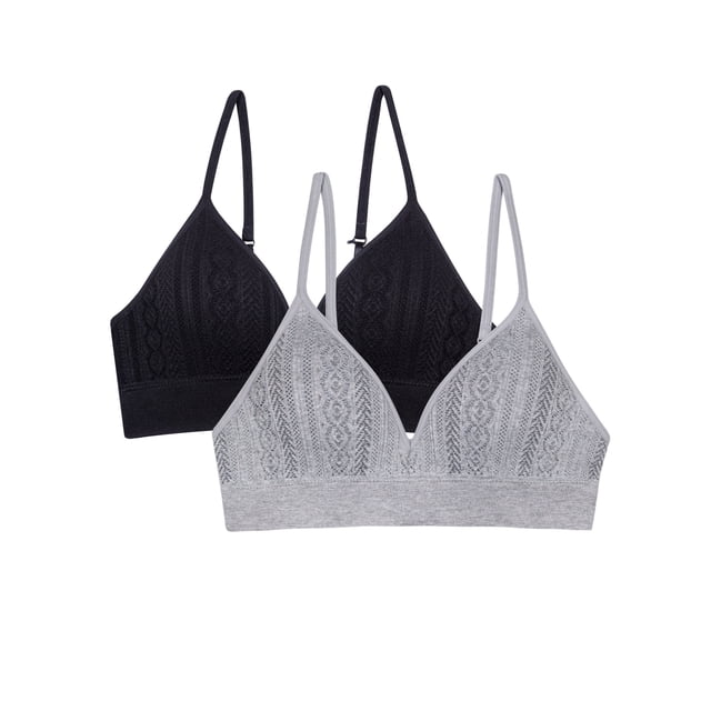 Wonder Nation Girls Seamless Longline Bras, 2-Pack, Sizes 30A-38A ...