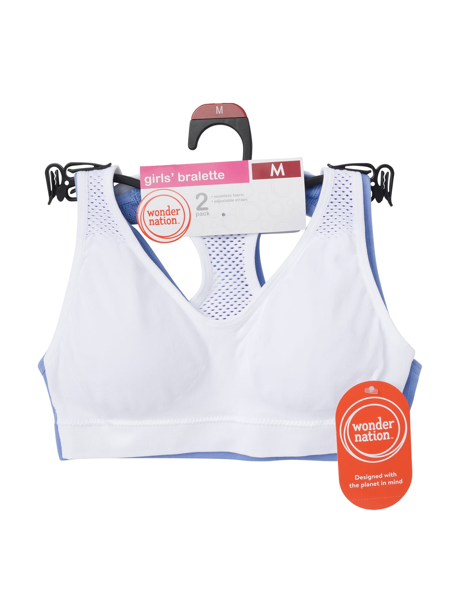 Wonder Nation Girls' Seamless Recycled Sports Bra 2-Pack Racerback ...