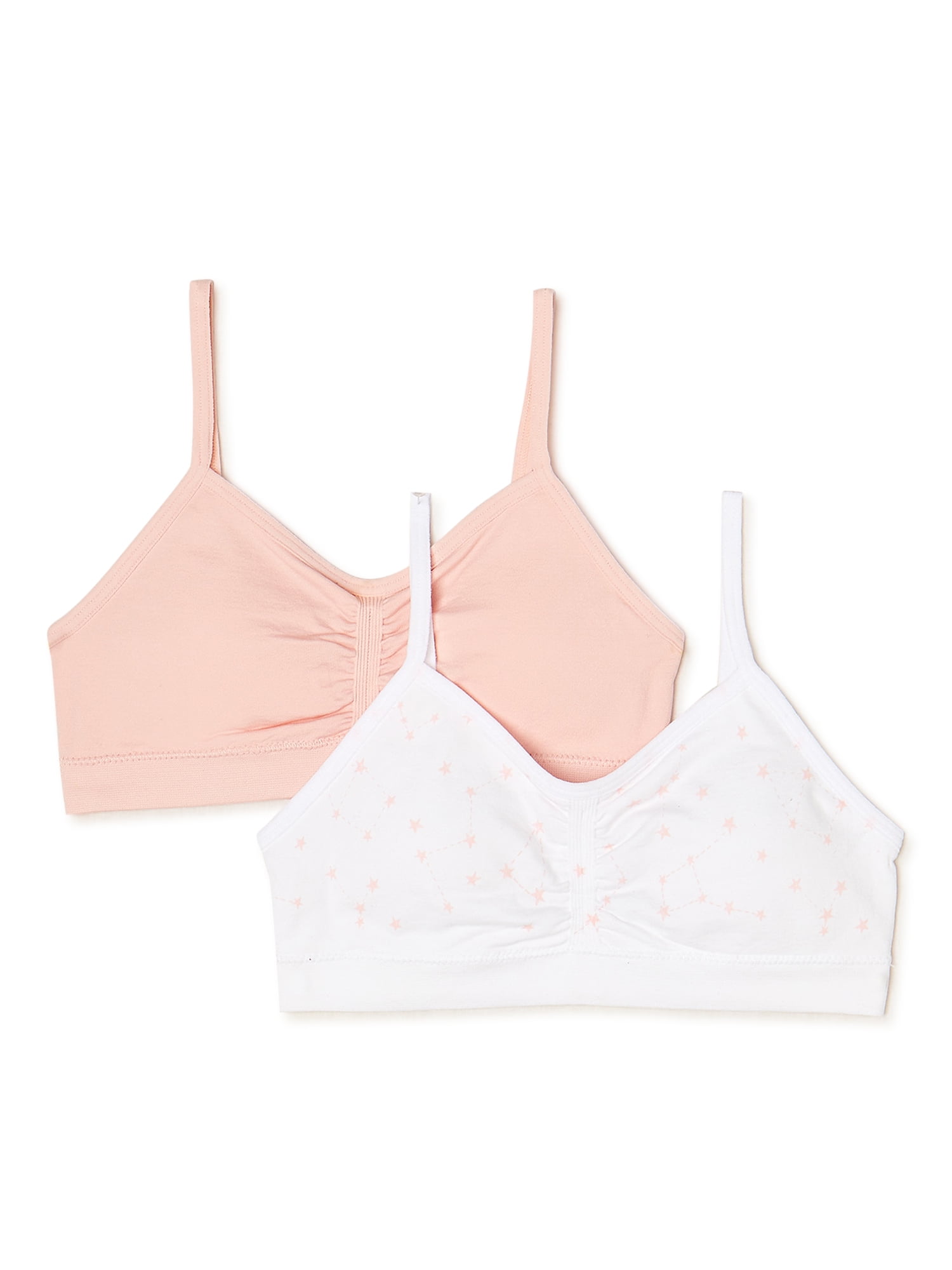 Wonder Nation Girls' Seamless Ruched Recycled Bra, 2-Pack, Sizes XS-2XL ...