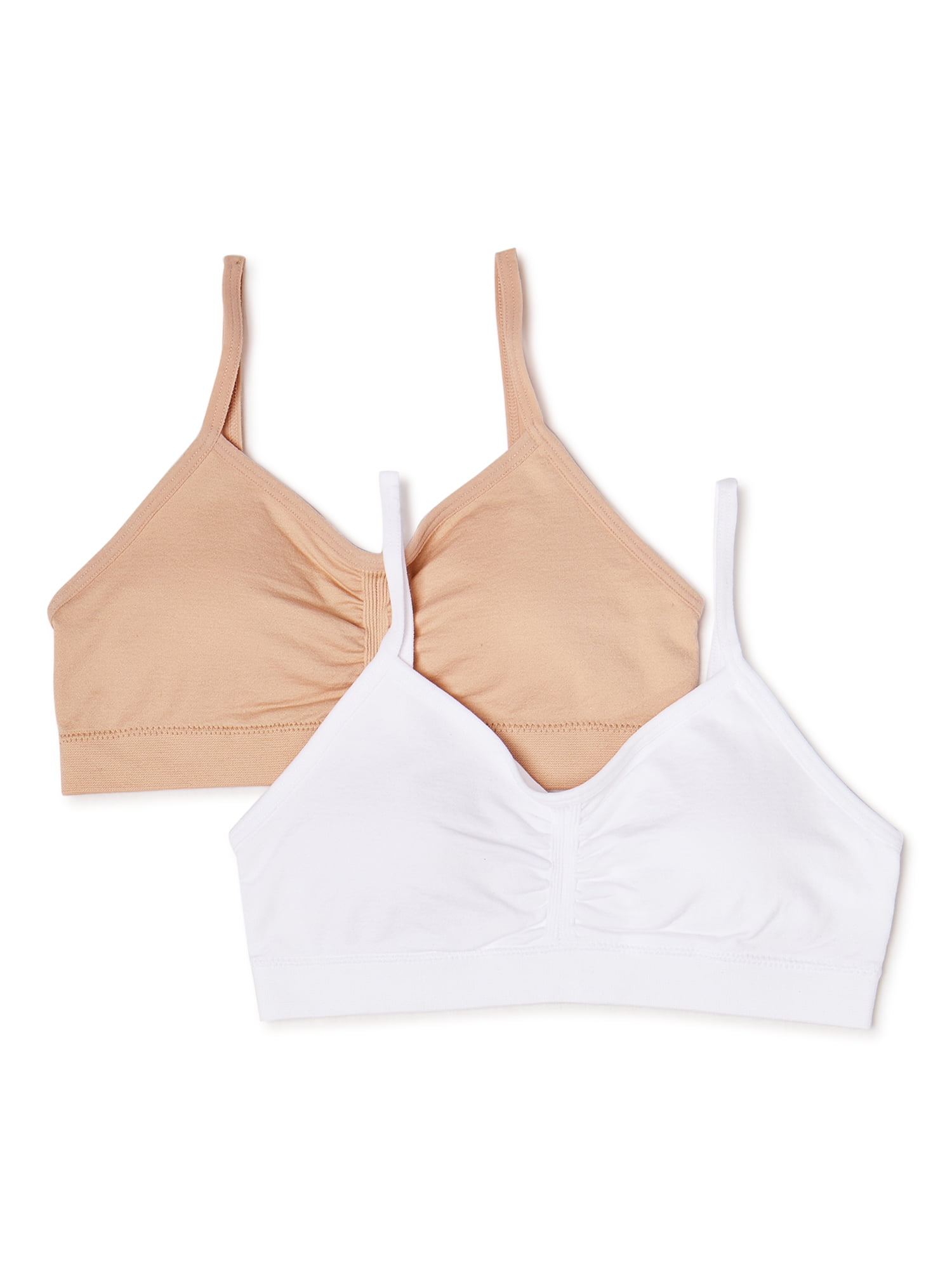 Wonder Nation Girls' Seamless Ruched Recycled Bra, 2-Pack, Sizes XS-2XL ...