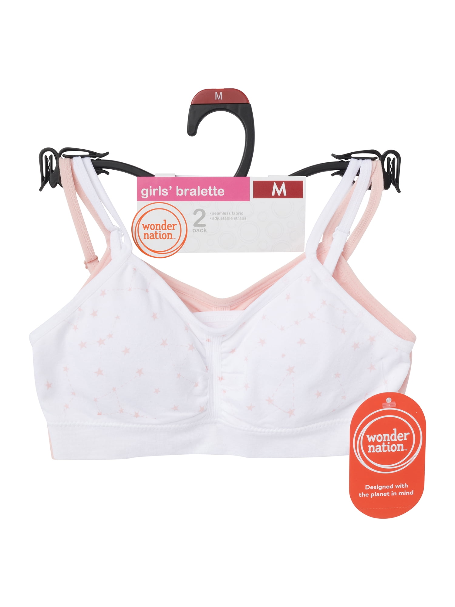 Wonder Nation Girls' Seamless Ruched Recycled Bra 2-Pack Sizes XS-2XL ...