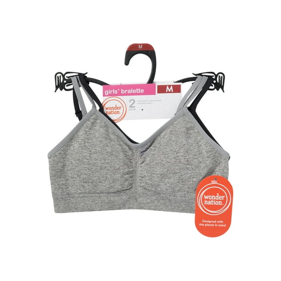 Wonder Nation Girls Seamless T-Shirt Bra 2 Pack Lightly Lined Molded ...