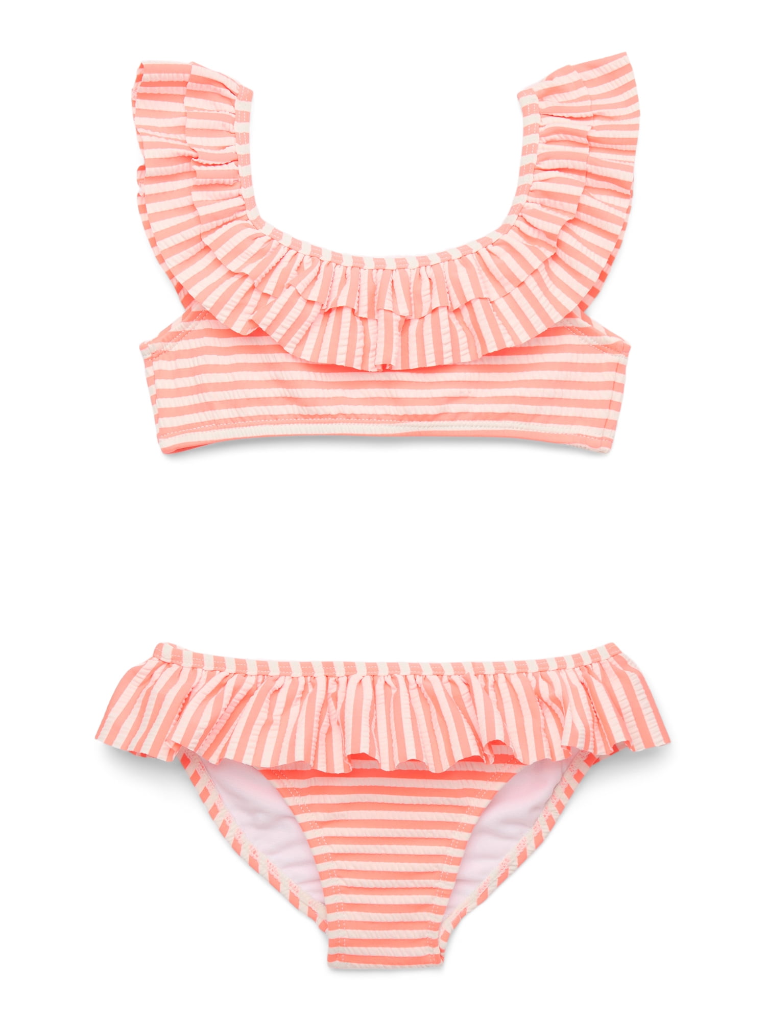 Wonder Nation Girls' Seersucker Ruffle Bikini Set with UPF 50+ Sizes 4 ...