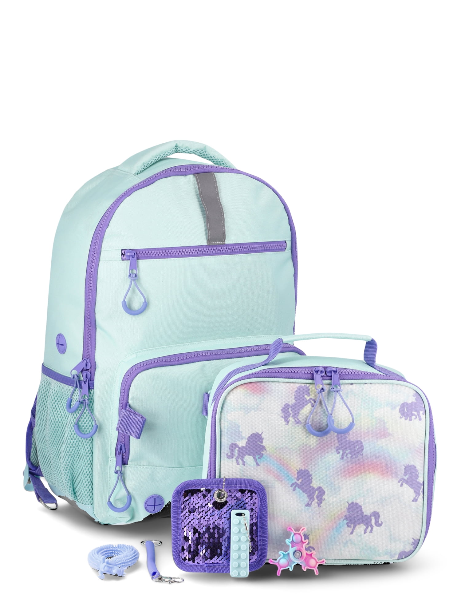 "Wonder Nation Sensory 17"" Backpack with Lunch Dazzling Rainbow and ...