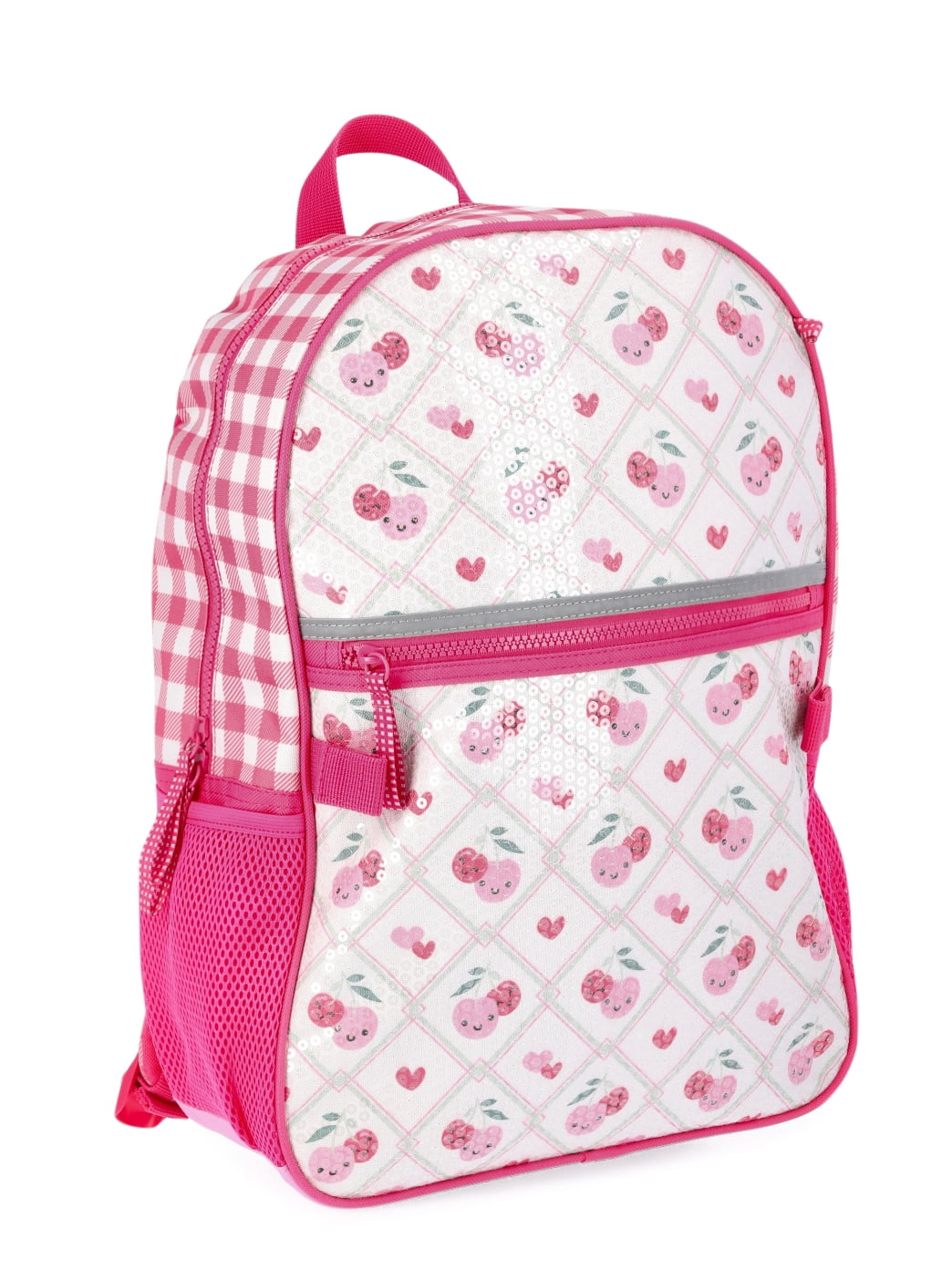 Wonder Nation Girls Sequin Cherry Gingham 17" Laptop Backpack and Lunch ...