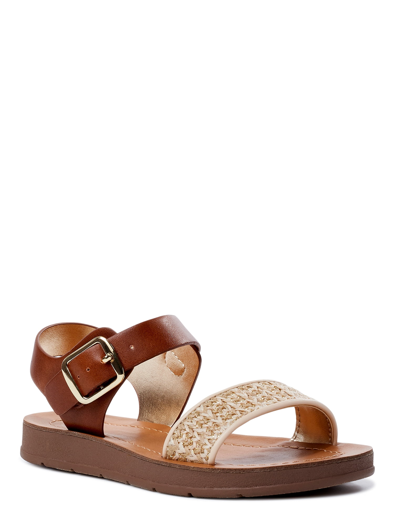 Wonder Nation Girls' Raffia Sandals Adjustable Ankle Strap Medium ...