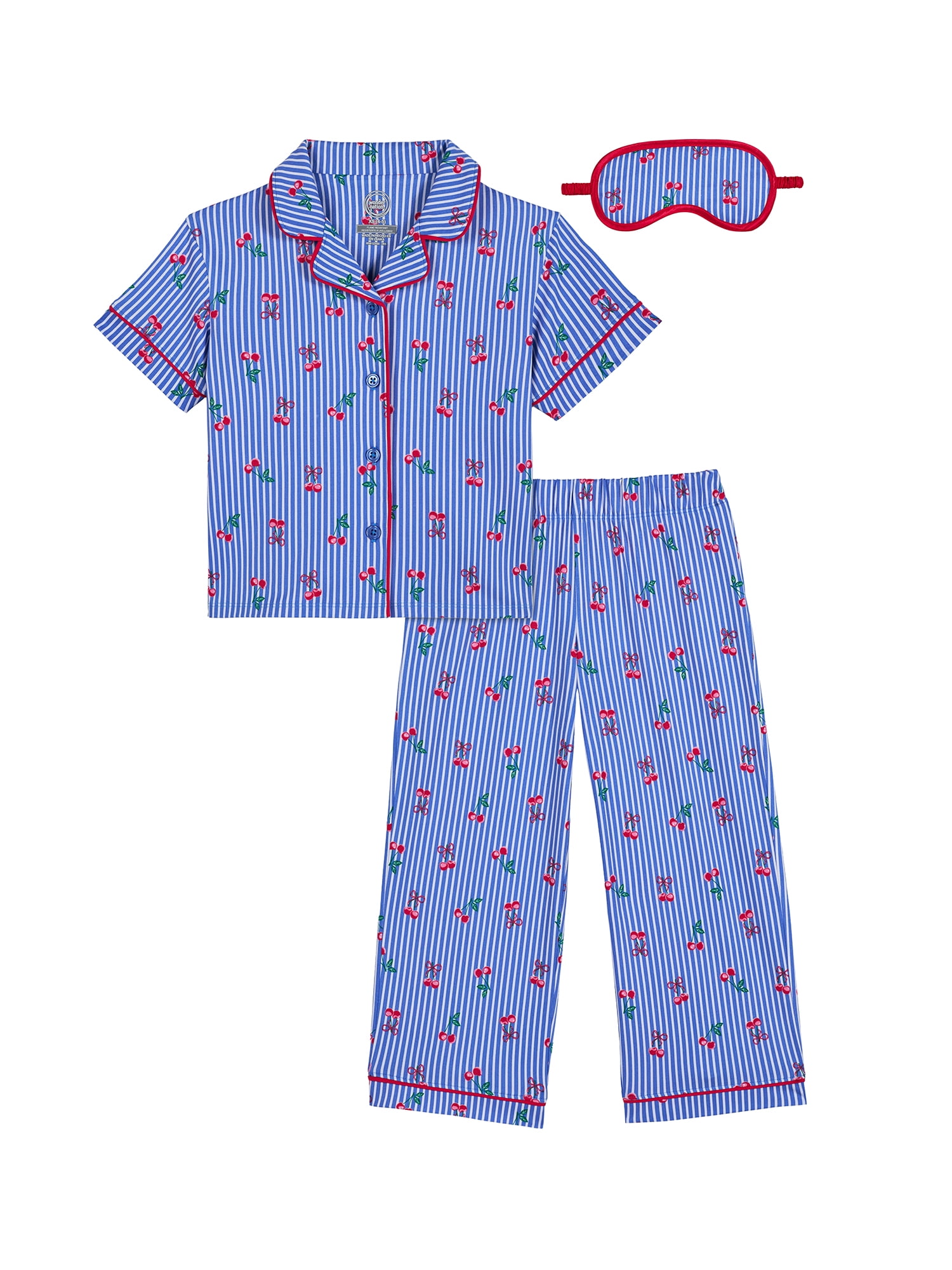 Wonder Nation Girls Short Sleeve Button Front Pajama Top and Pants Set ...
