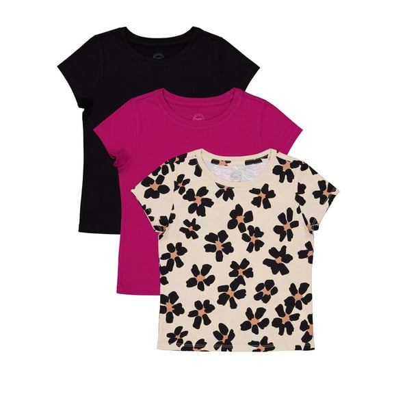 Wonder Nation Girls Short Sleeve Kid Tough T-Shirt, Sizes 4-18 & Plus ...